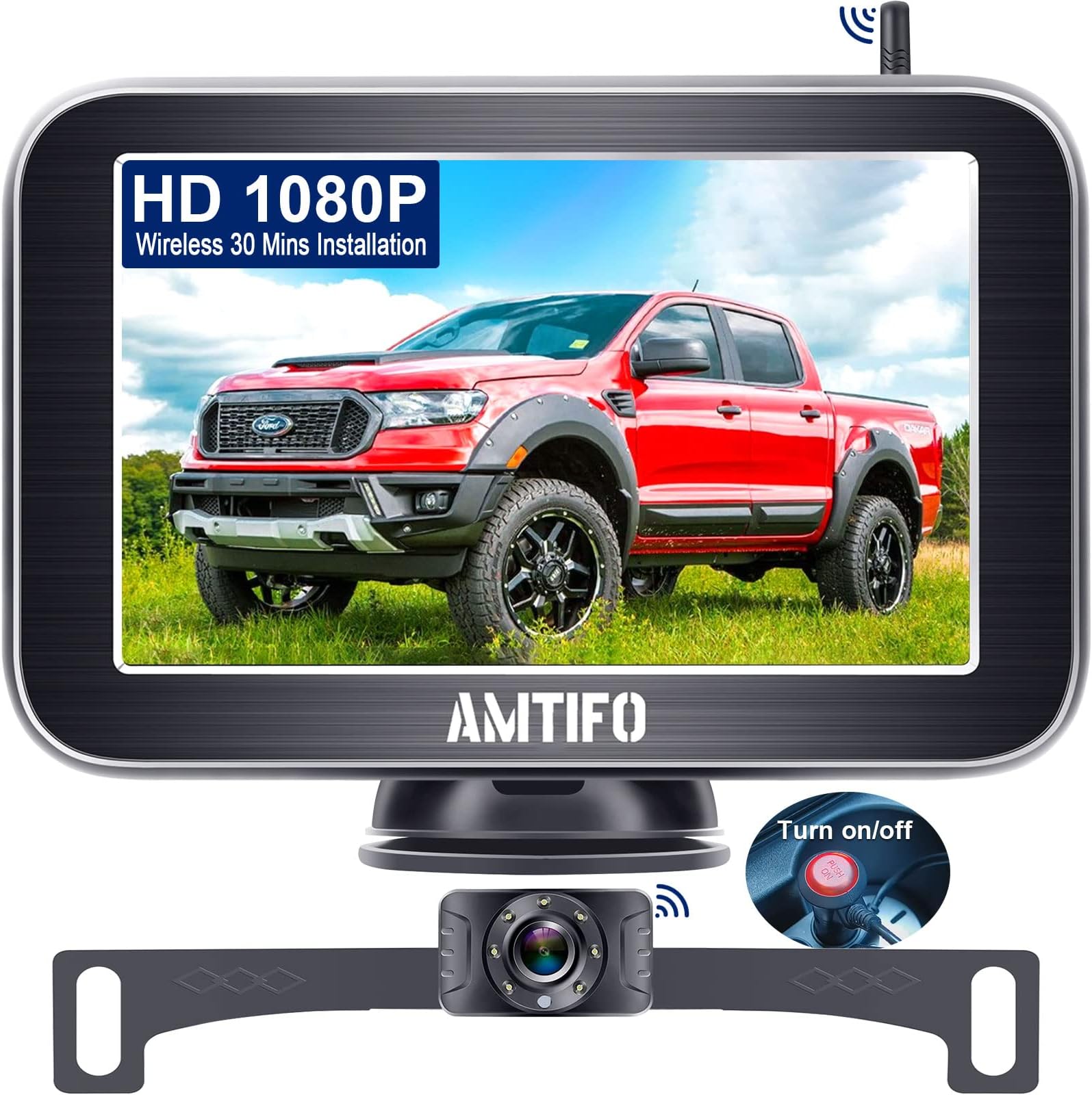 Amazon.com: AMTIFO Wireless Backup Camera HD 1080P 5 Inch Split Screen ...