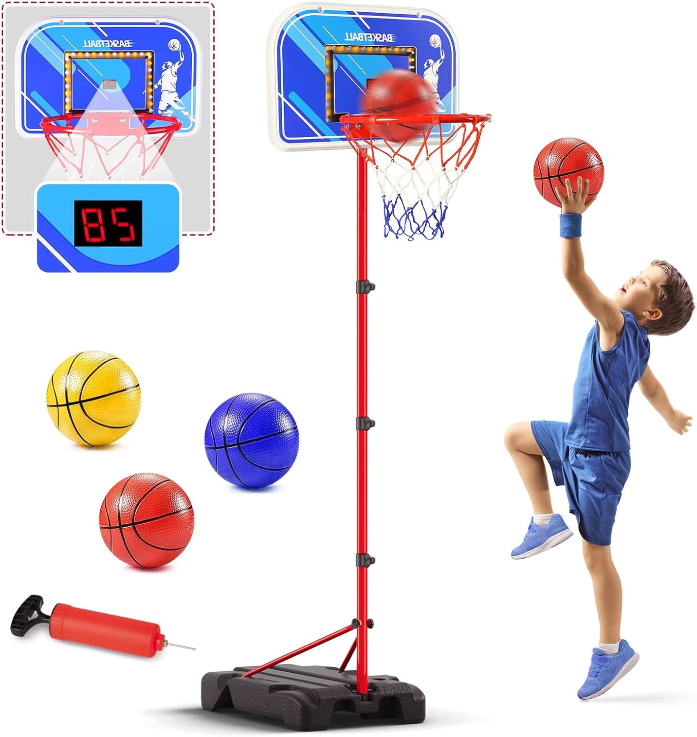 Amazon.com: VATOS Basketball Hoop Indoor for Kids & Toddler, Stand ...