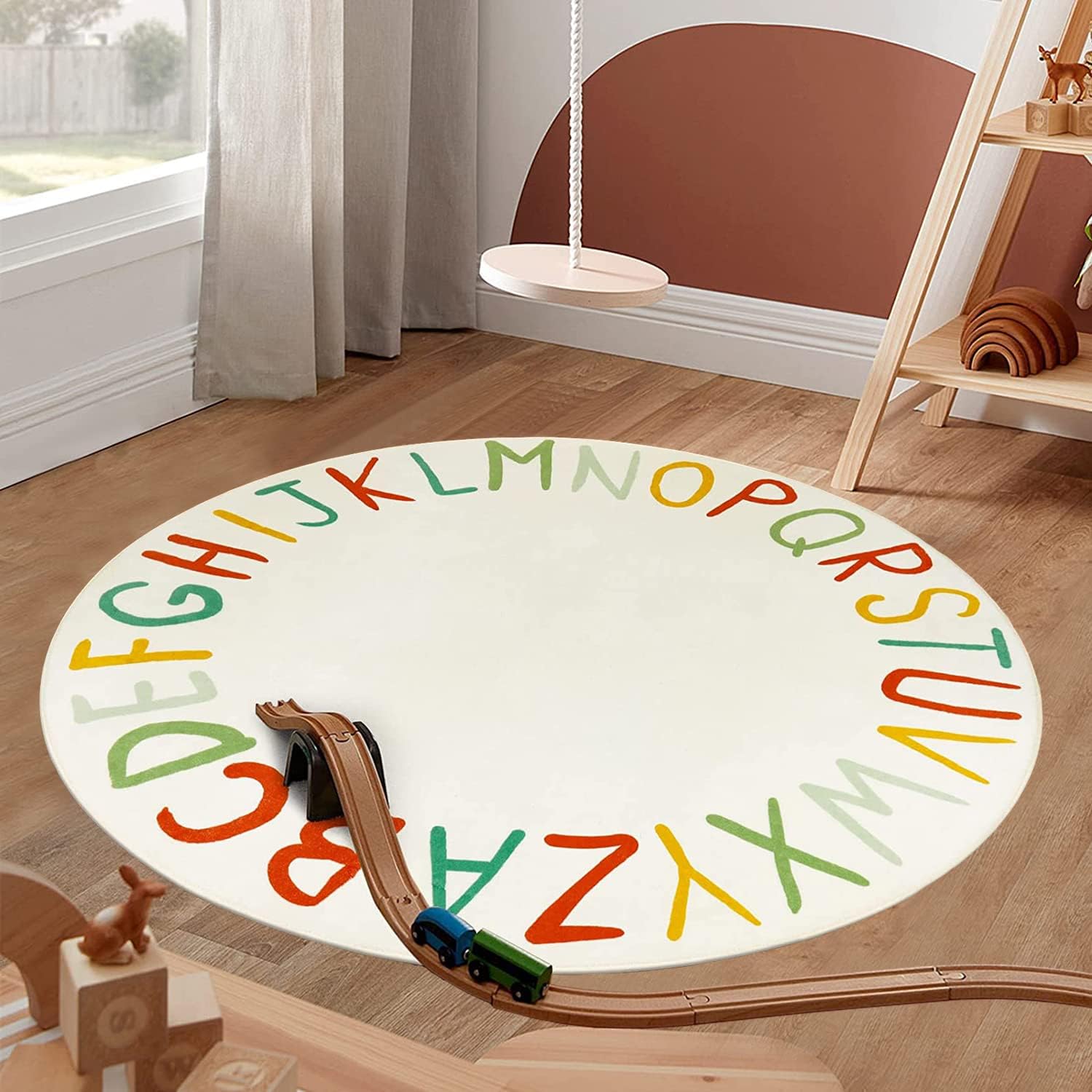 Amazon.com: 4ft ABC Rug Rainbow Alphabet Play Mat, Washable Boys and ...