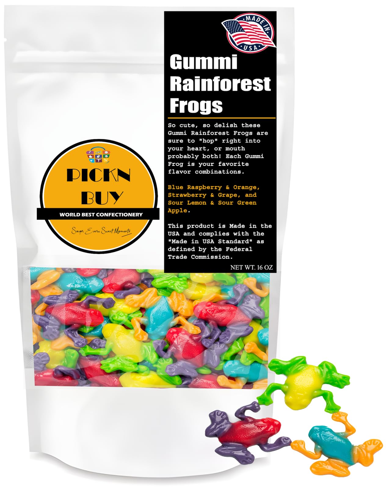 Amazon.com : Gummy Frogs 16 oz Resealable Bag - Frogs Gummies Delicious ...