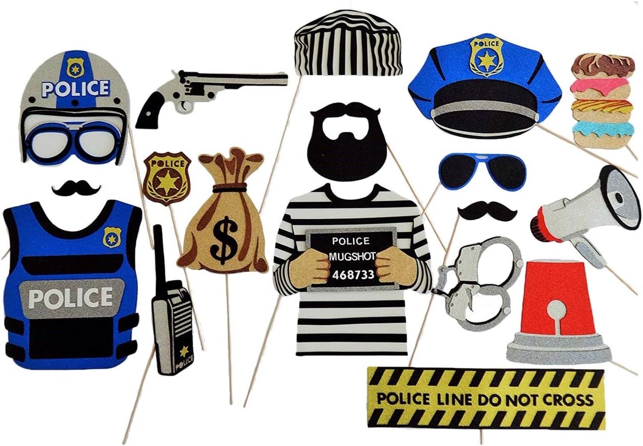 Amazon.com: Photo Booth Props Police Photo Booth Party Props Law ...