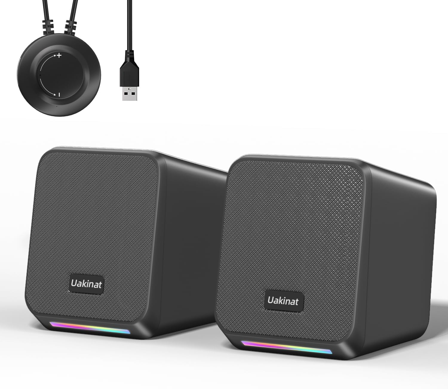 Amazon.com: Uakinat Computer Speakers,with 7 Colorful RGB Lights ...