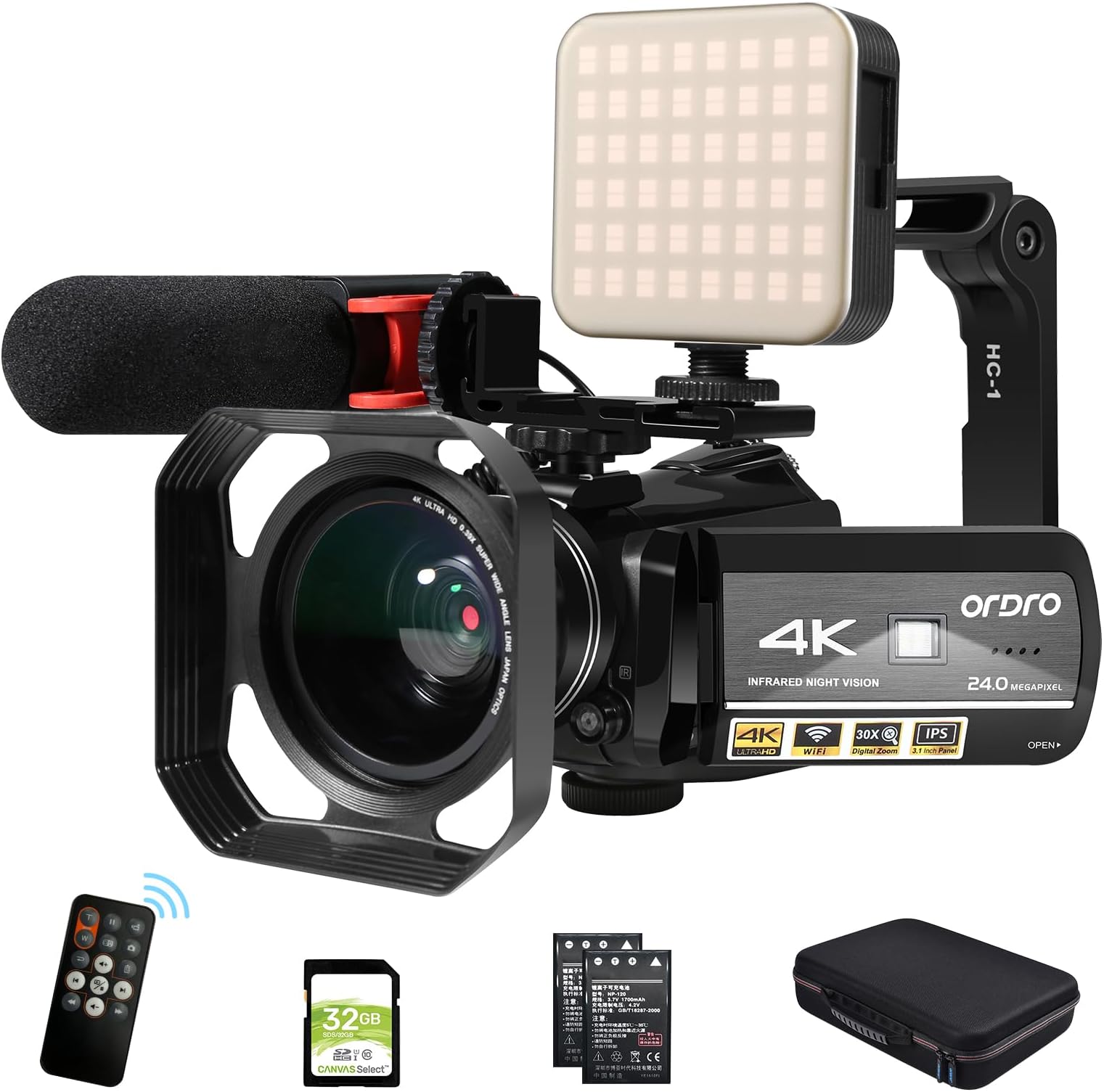 Amazon.com : ORDRO 4K Video Camcorder AC3 30X Digital Zoom WiFi Night Vision Camera, 3.0'' IPS ...