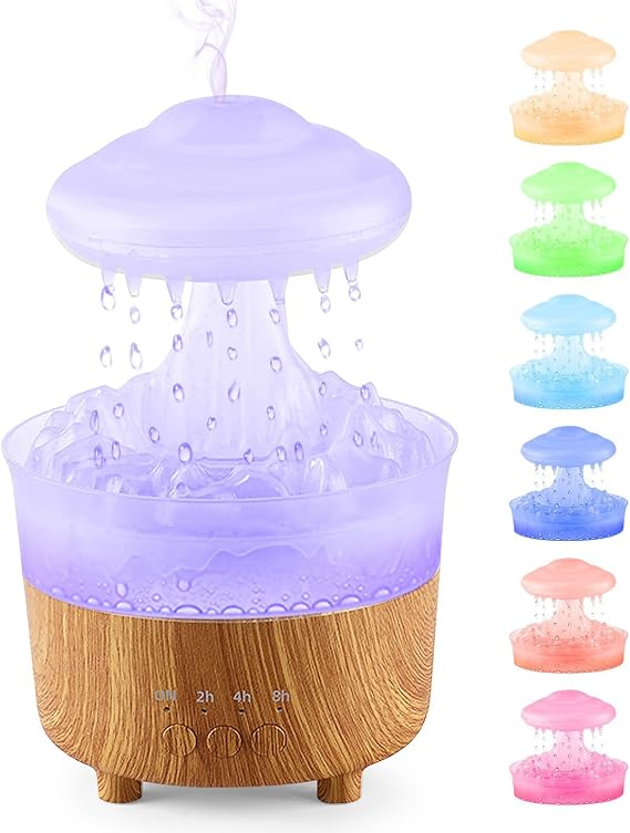 Amazon.com: Rain Humidifier Water Drip,Mushroom Essential Oil Diffuser ...