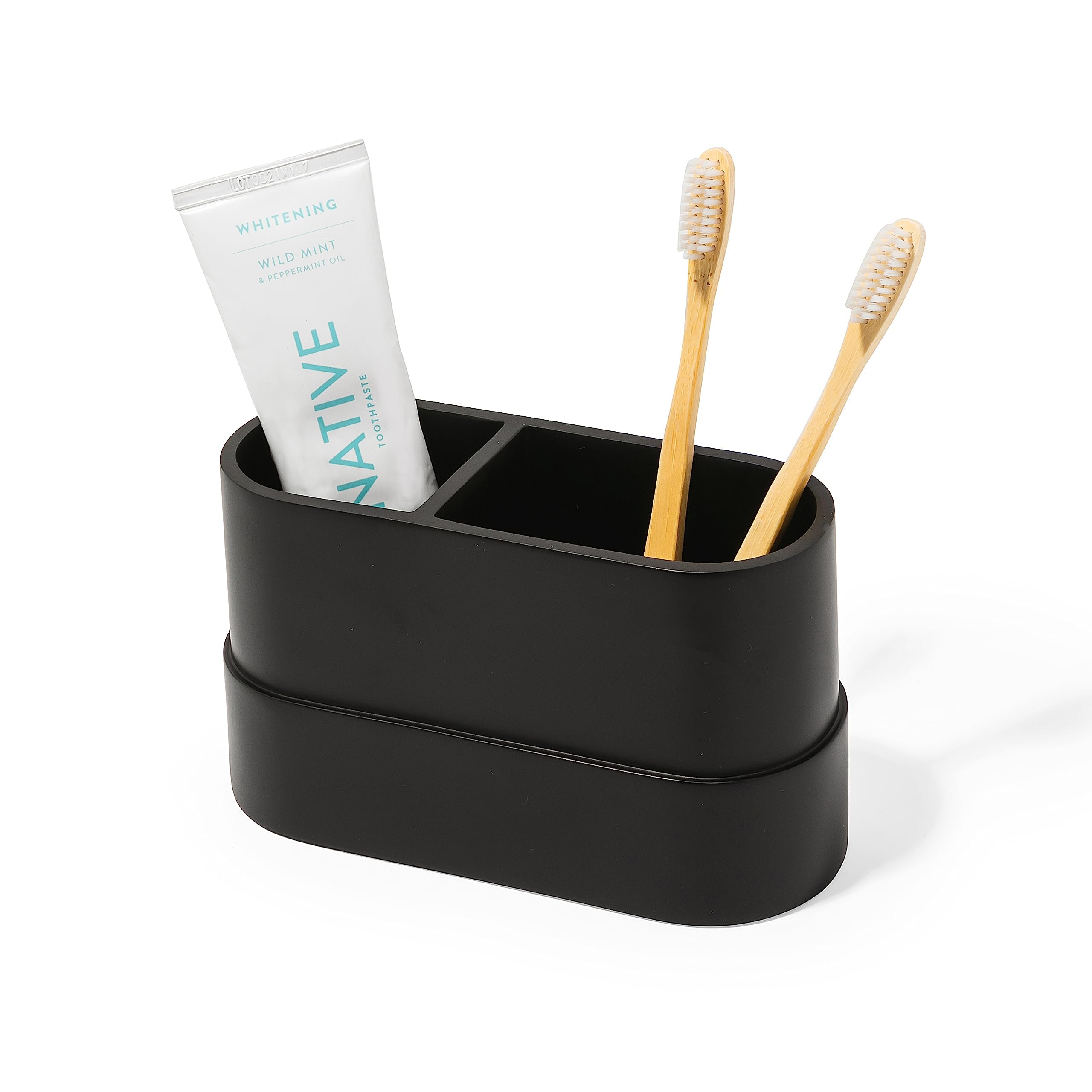 Amazon.com: Yew Design Matte Black Large Toothbrush and Toothpaste ...