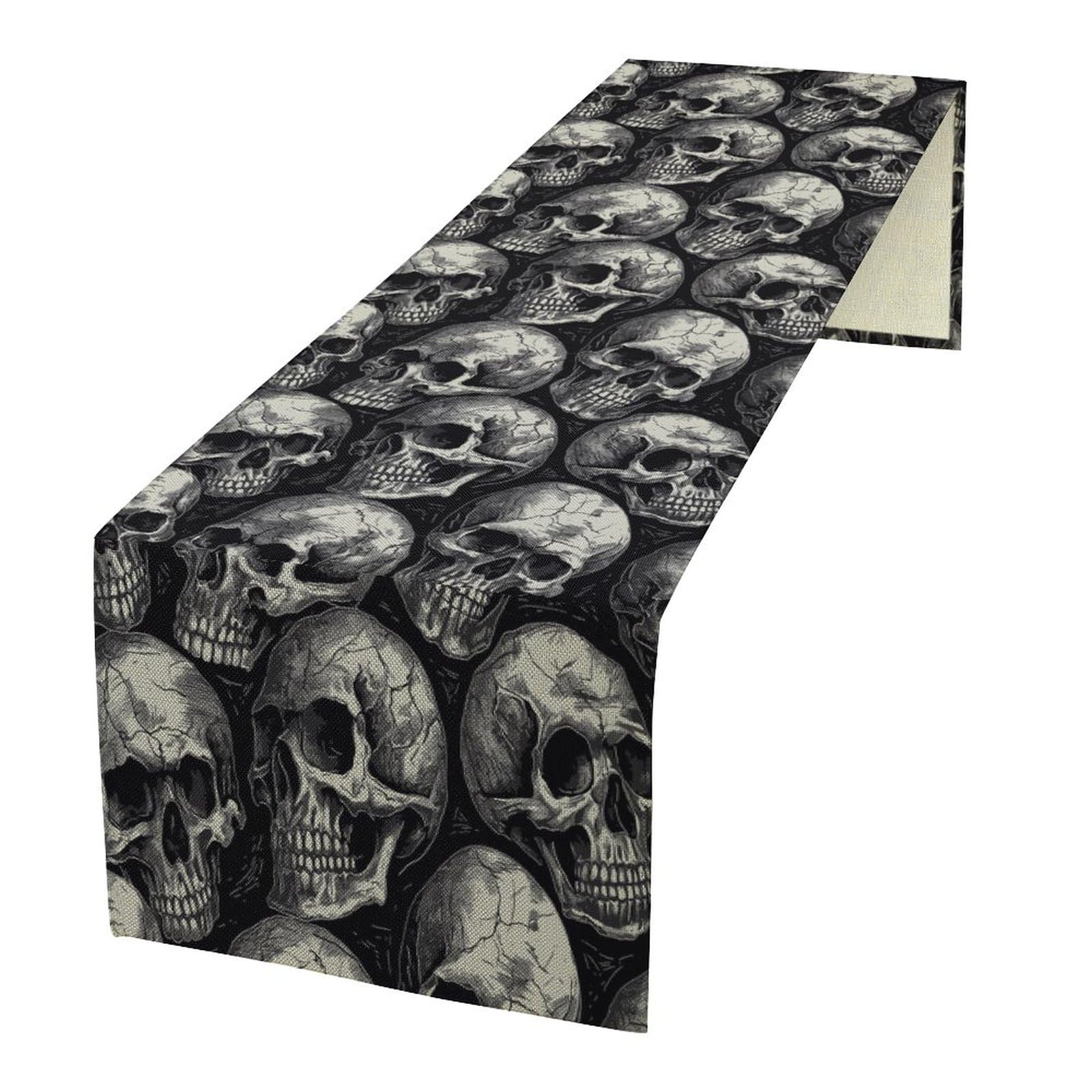 Amazon.com: Gothic Table Runner Dark Skull Pattern Table Runner Table ...
