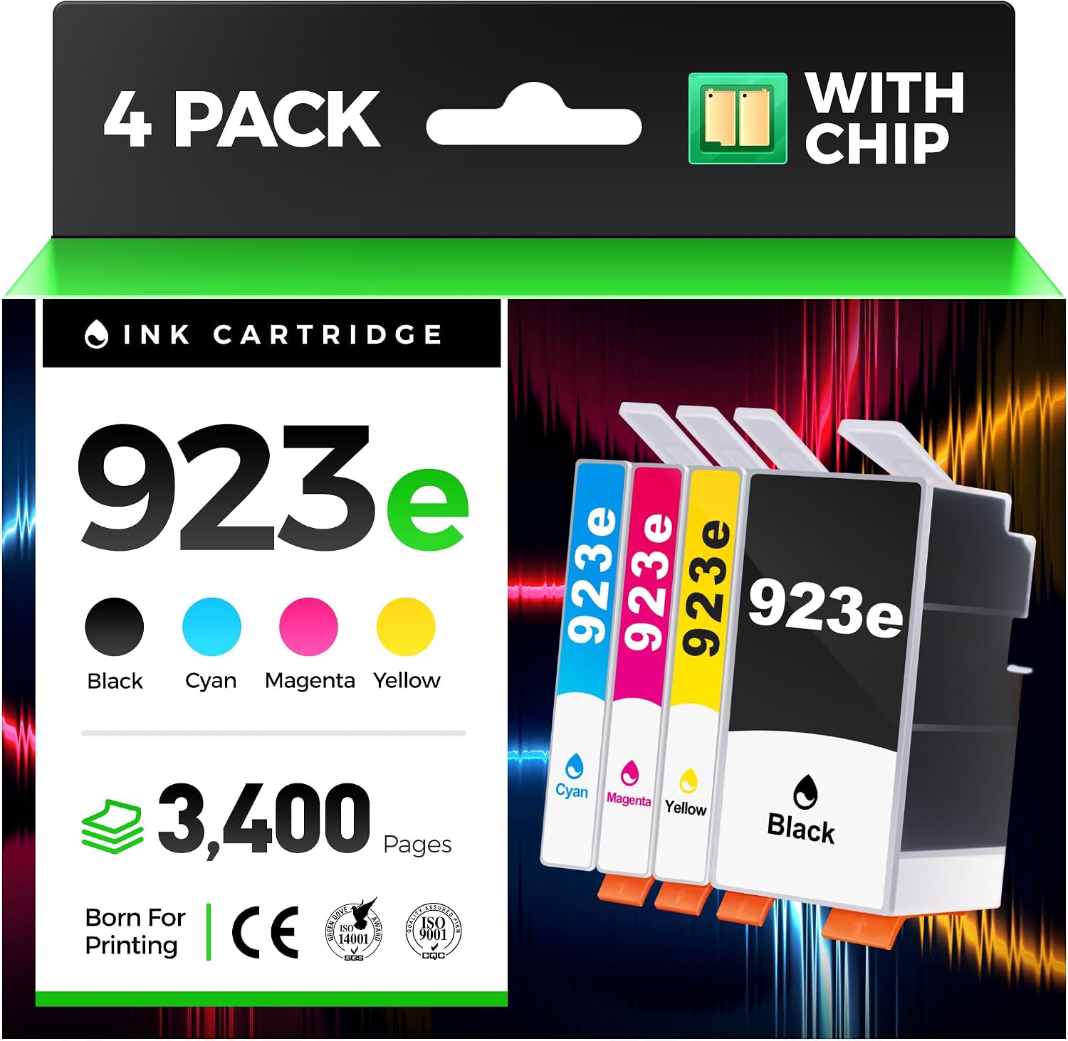 Amazon.com: 923 923e Ink Cartridges with chip 4-Pack High Yield ...