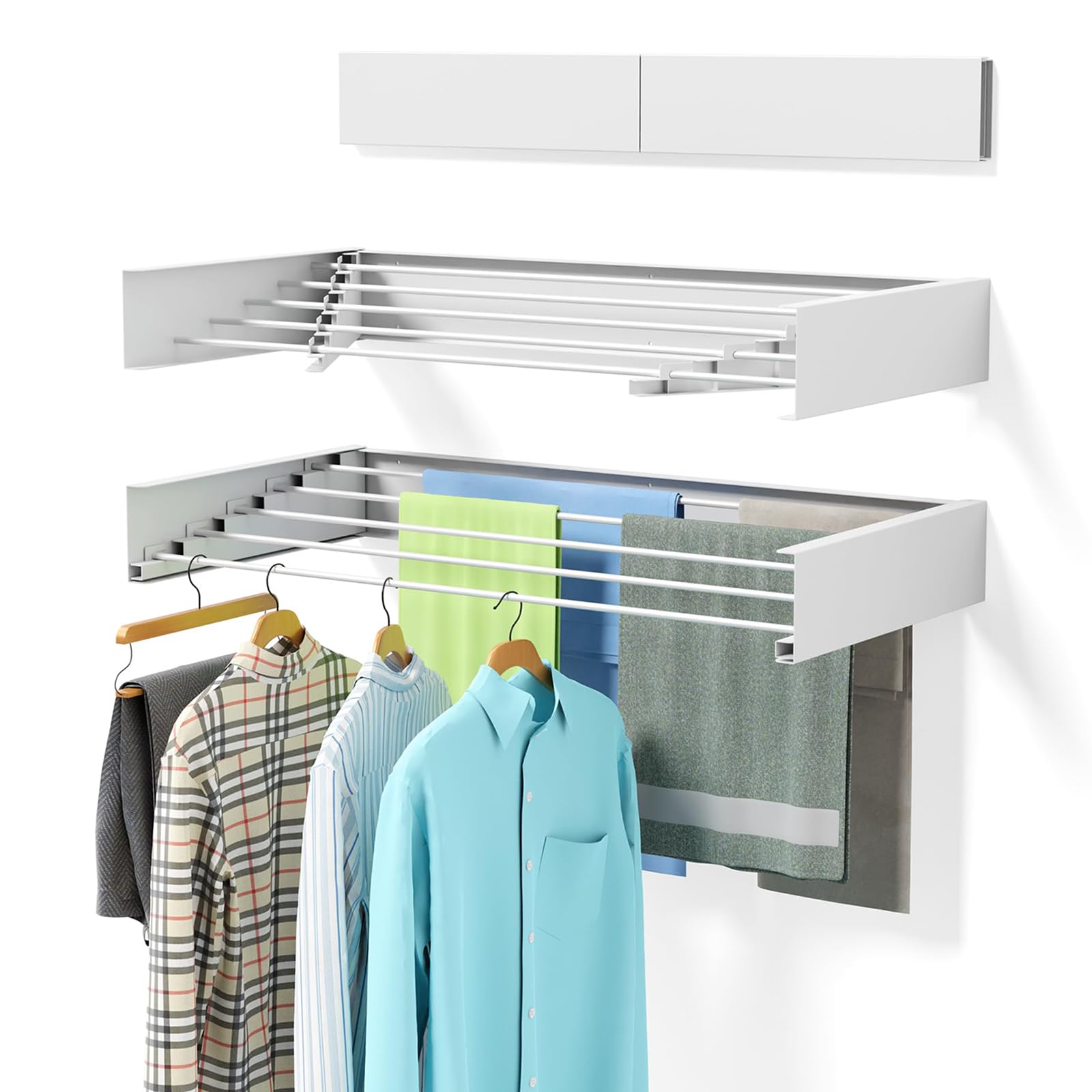 Drying Rack Clothing Wall Mounted，Retractable Clothes Drying Rack，80cm ...