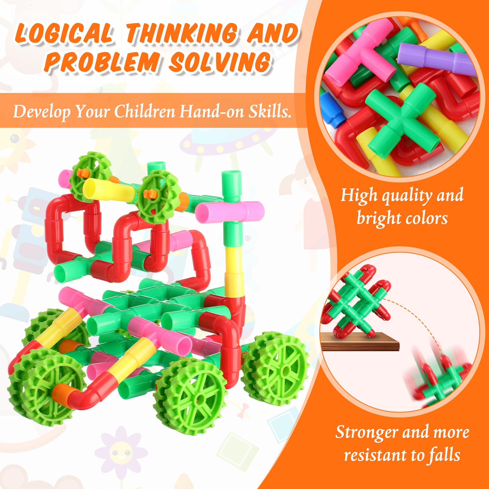 Snapklik.com : 300 Pcs Tubular Pipes Building Blocks For Kids Over 6 ...