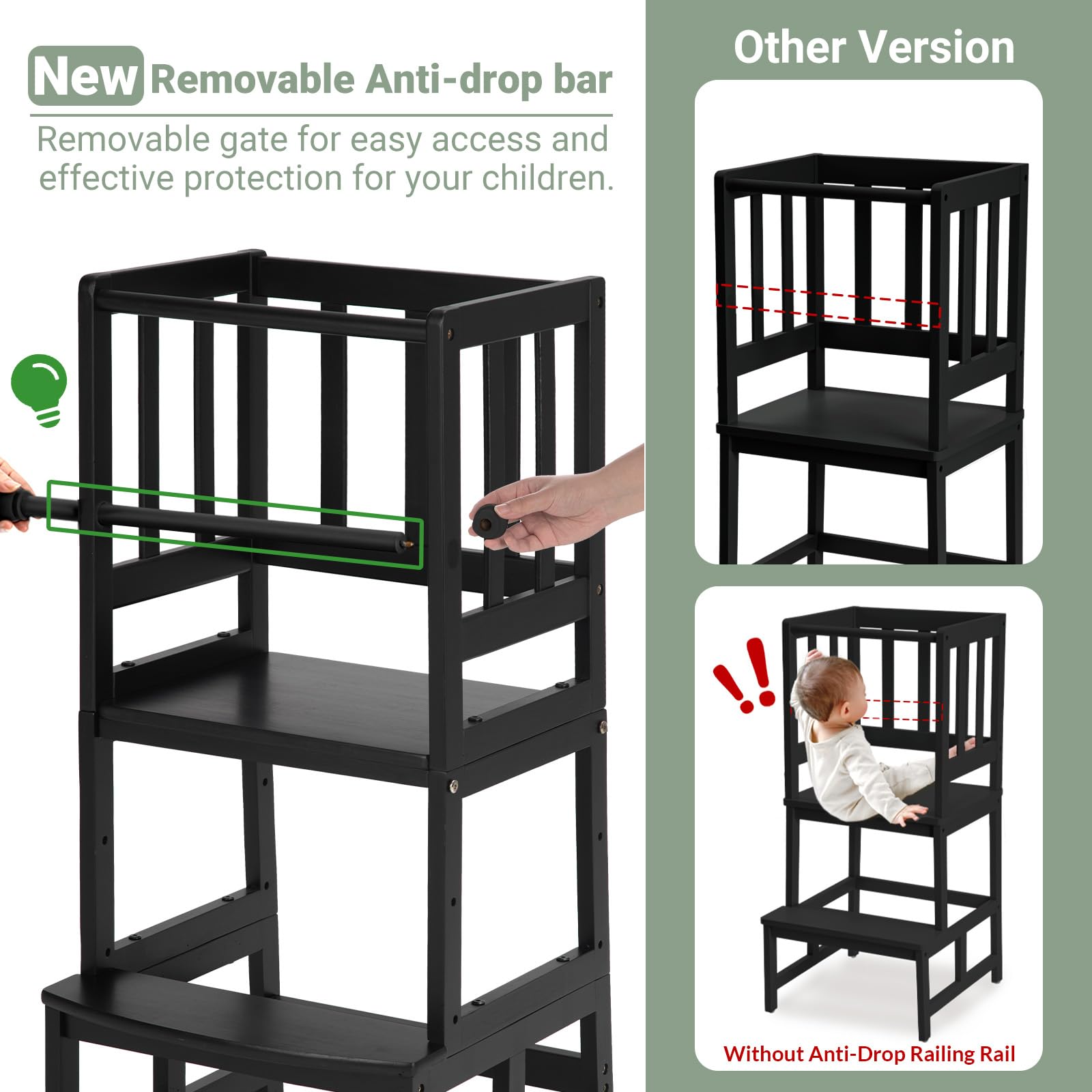 Snapklik.com : COSYLAND Kids Kitchen Step Stool, Height Adjustable ...