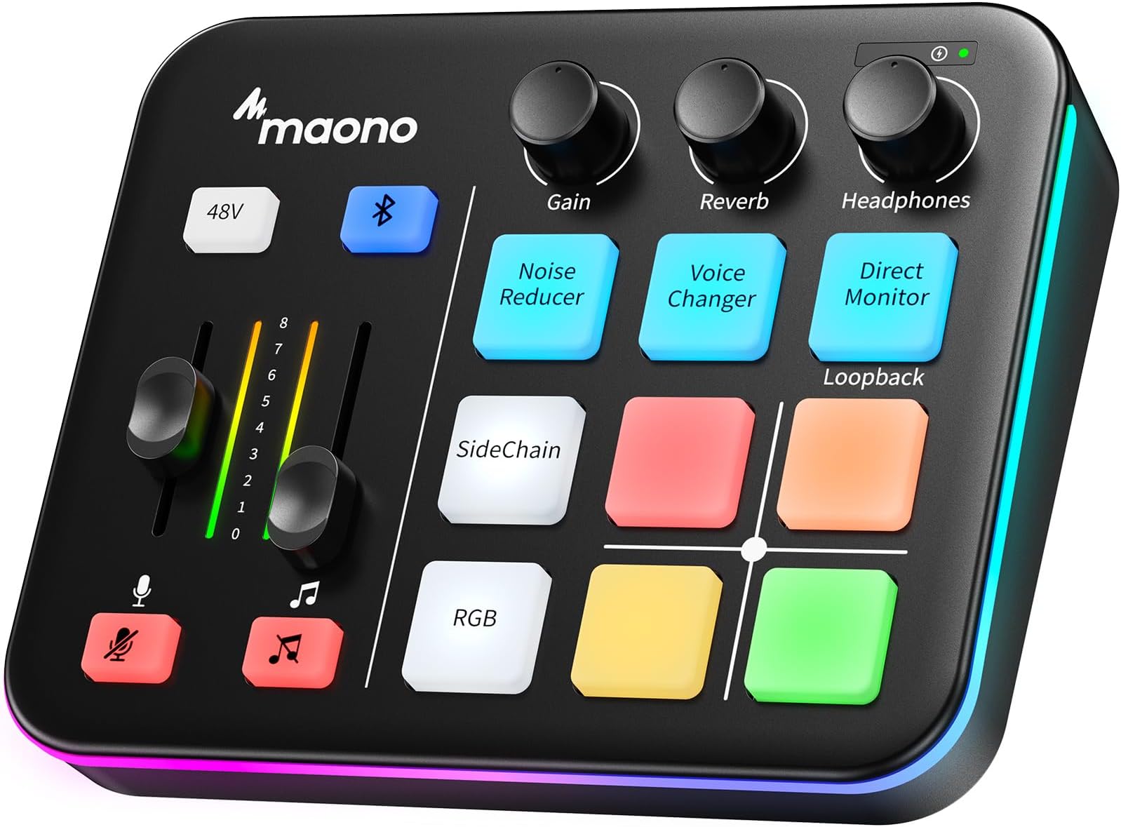 MAONO Gaming Audio Mixer, Streaming RGB PC Mixer with XLR Microphone ...