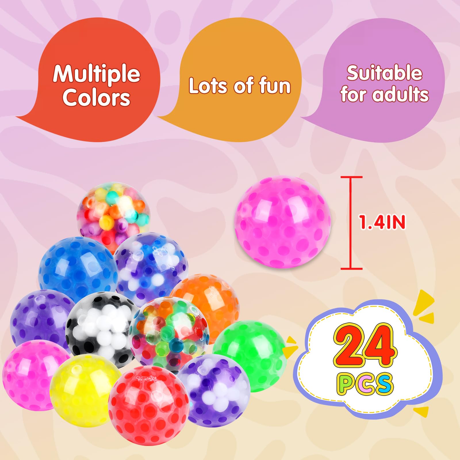 Snapklik.com : 24 Pack Sensory Stress Balls, Squishy Ball, Sensory ...
