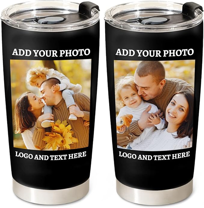 Amazon.com | Personalized Coffee Tumbler With Picture Text Name Logo ...