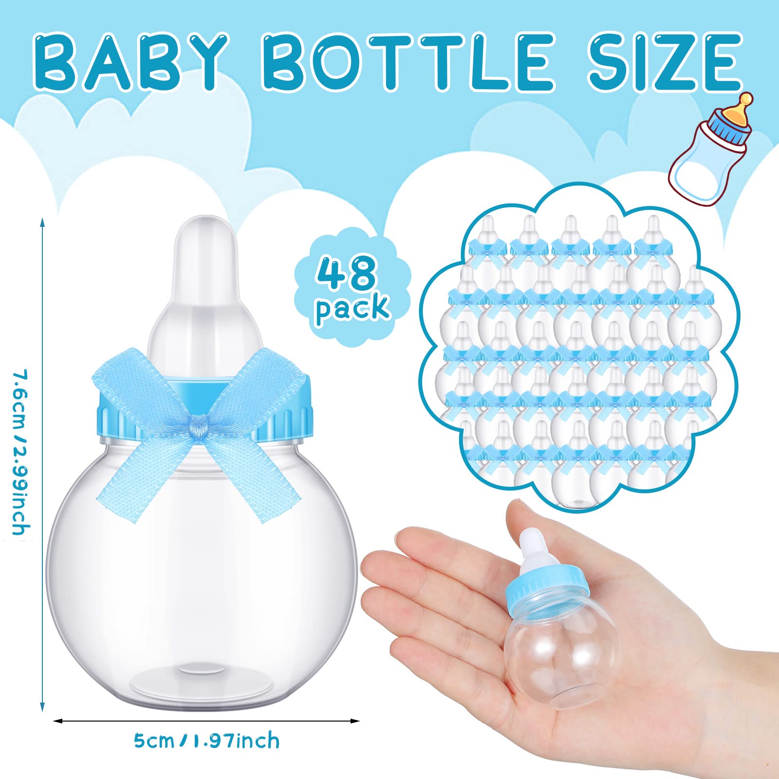 48 Pcs Mini Baby Bottles for Baby Shower Favors Bulk, Baby Candy Bottle ...