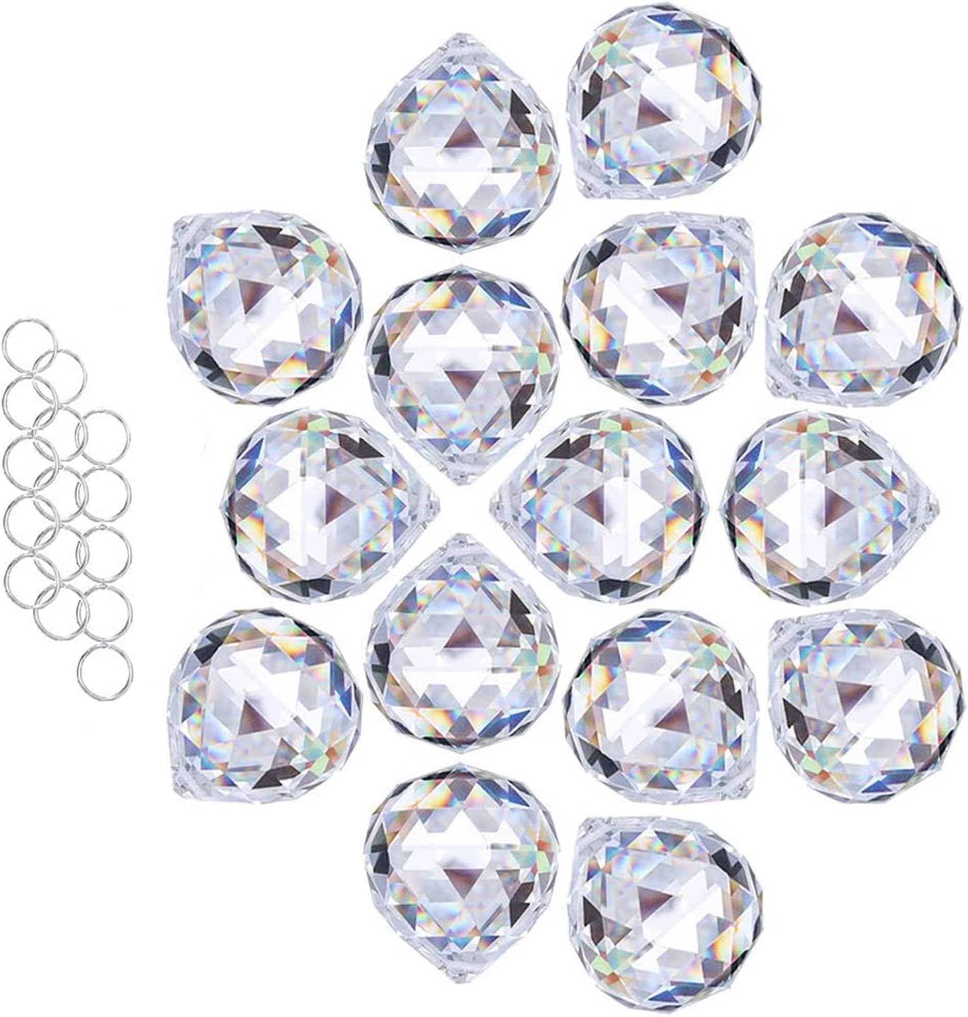 Amazon.com : Sabary 48 Pcs Clear Crystal Ball Prism Suncatcher Chandelier Crystals Ball Rainbow ...