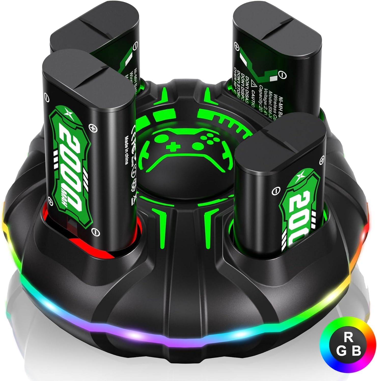 Rechargeable Battery Pack for Xbox Controller, （4x4800mWh)4x2000mAh ...