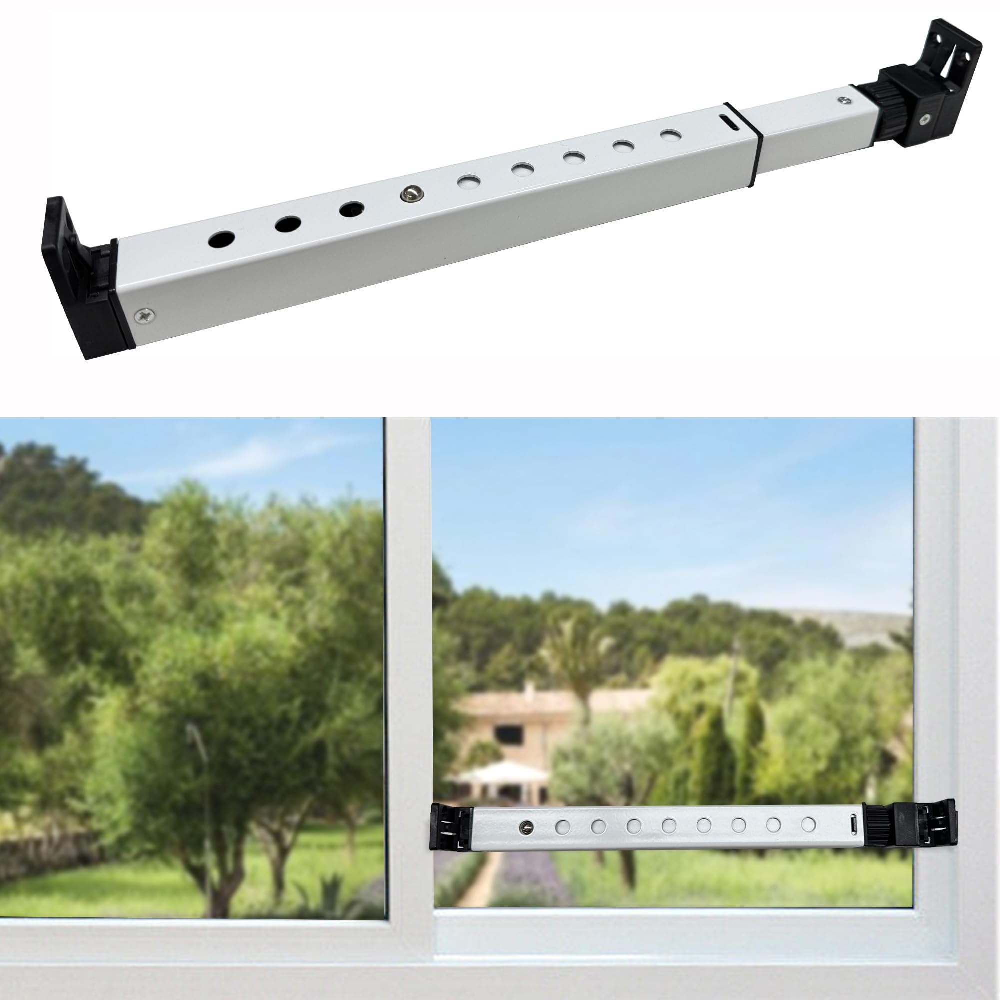 2-Section Upgrade Window Security Bar with Child-Proof Anti-Lift Lock ...