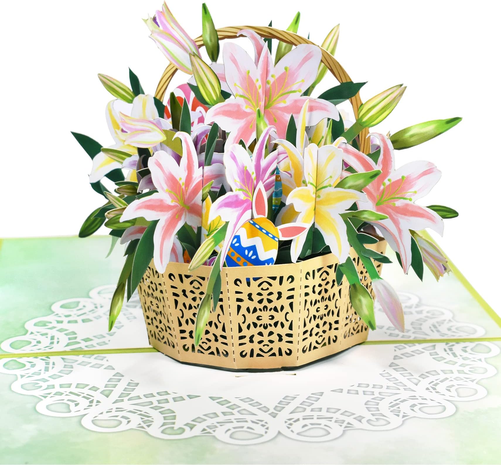 GREETING ART Easter Basket Pop Up Card - 3d Easter Pop Up Card, Lily ...
