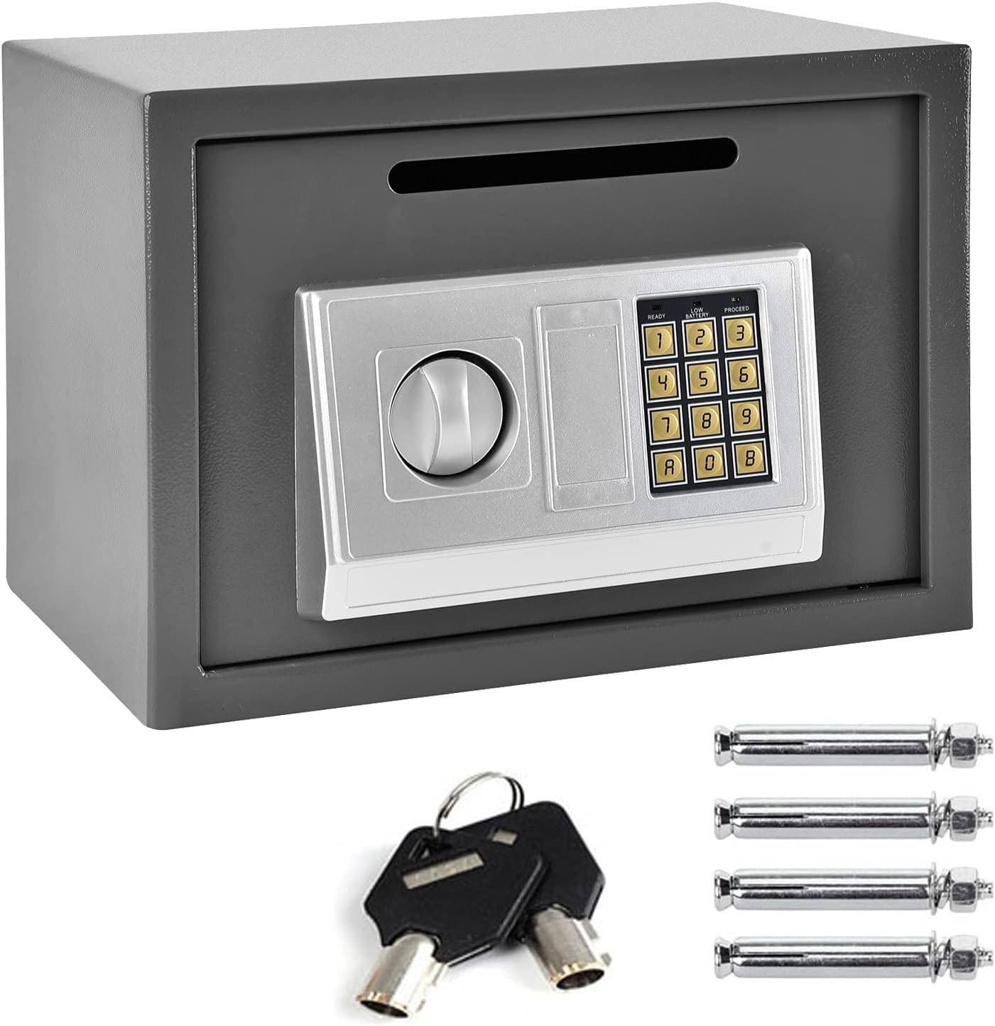 BRIEFNESS Digital Safety Box Large Capacity with Keypad 2 Manual Override Keys Electric Security ...