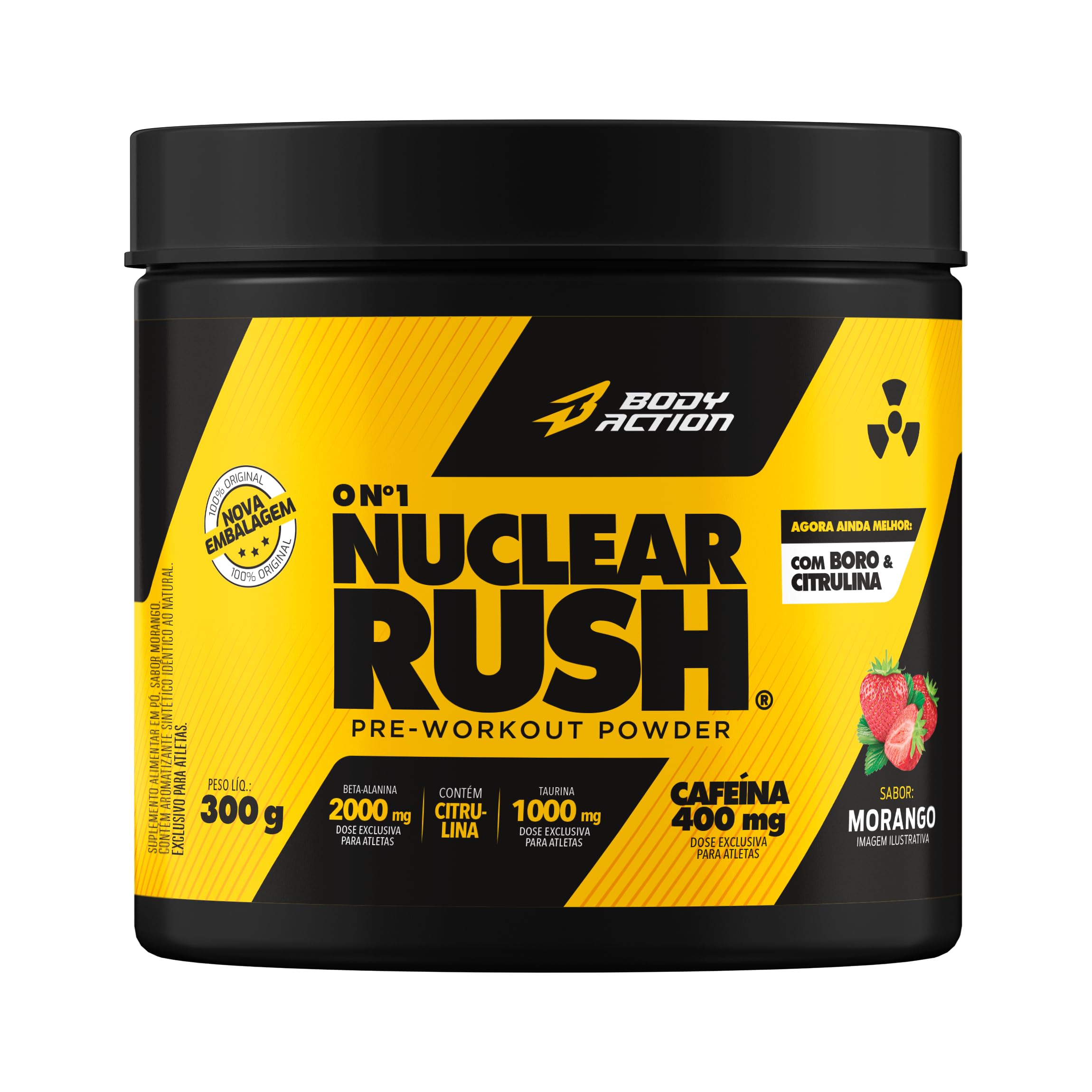 Pré Treino 300g Nuclear Rush Bodyaction (300g, Morango) | Amazon.com.br