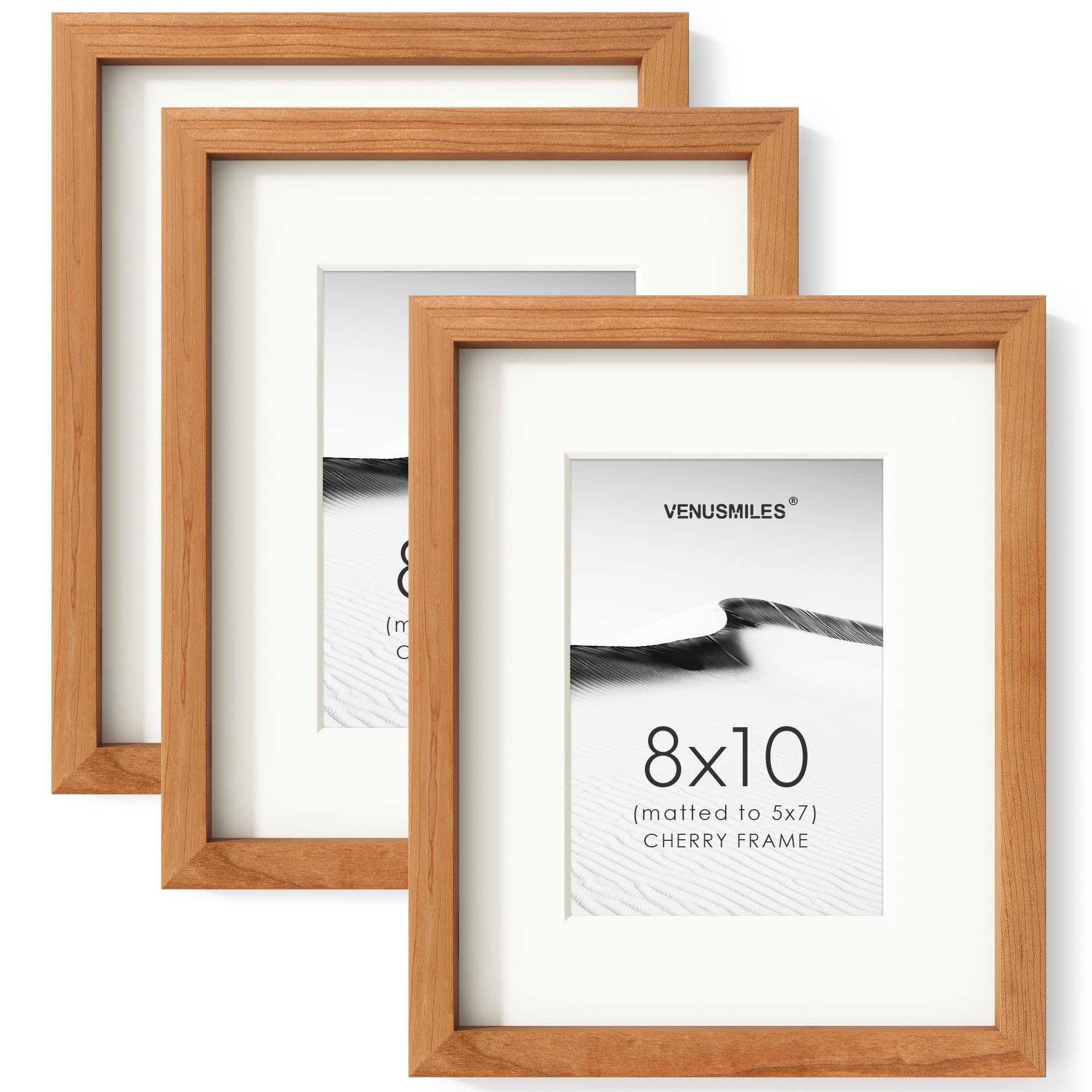 Amazon.com - 8x10 Picture Frame Set of 3, USA-Sourced Natural Cherry ...