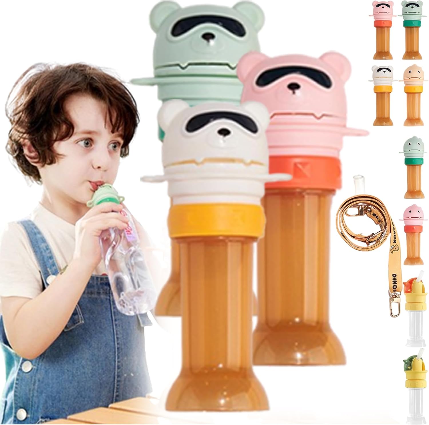 Amazon.com: Reusable Children Beverage Water Bottle Straw Lid, Water ...