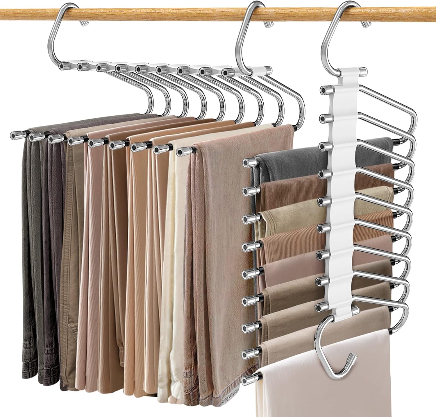 Amazon.com: Upgrade 9 Layers Pants Hangers Space Saving, 2 Pack ...
