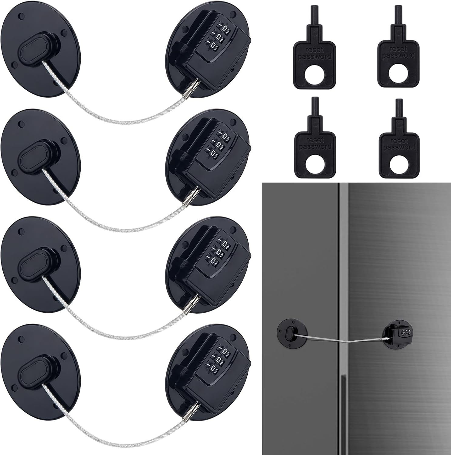 Amazon.com: Anglecai 4PCS Refrigerator Locks Combination, Drill-Free ...