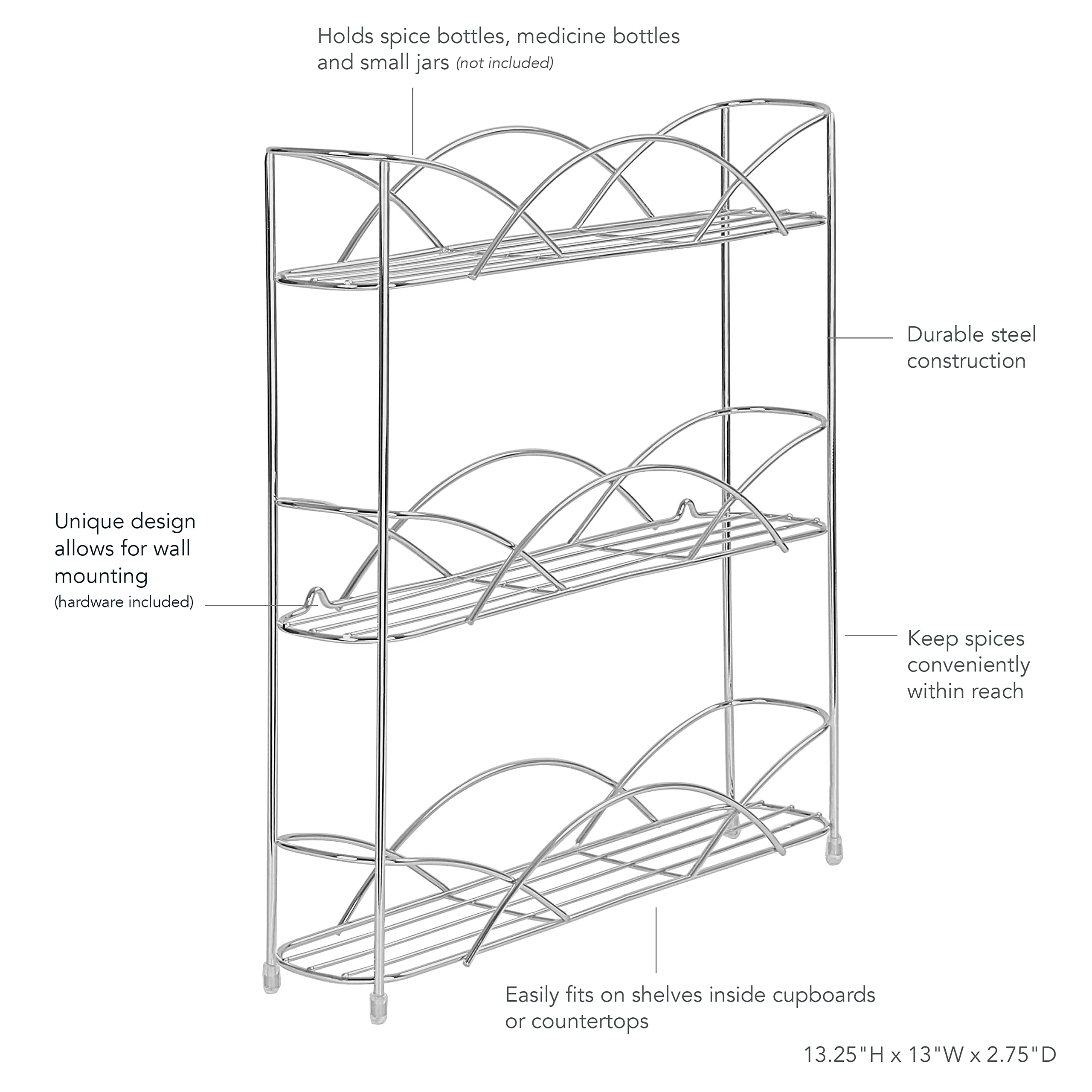 Snapklik.com : Spectrum Diversified Countertop 3-Tier Spice Rack
