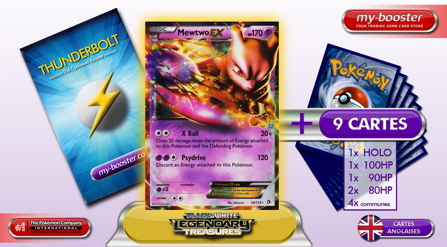 Buy MEWTWO EX 54/113 170HP Legendary Treasures - Optimized THUNDERBOLT ...