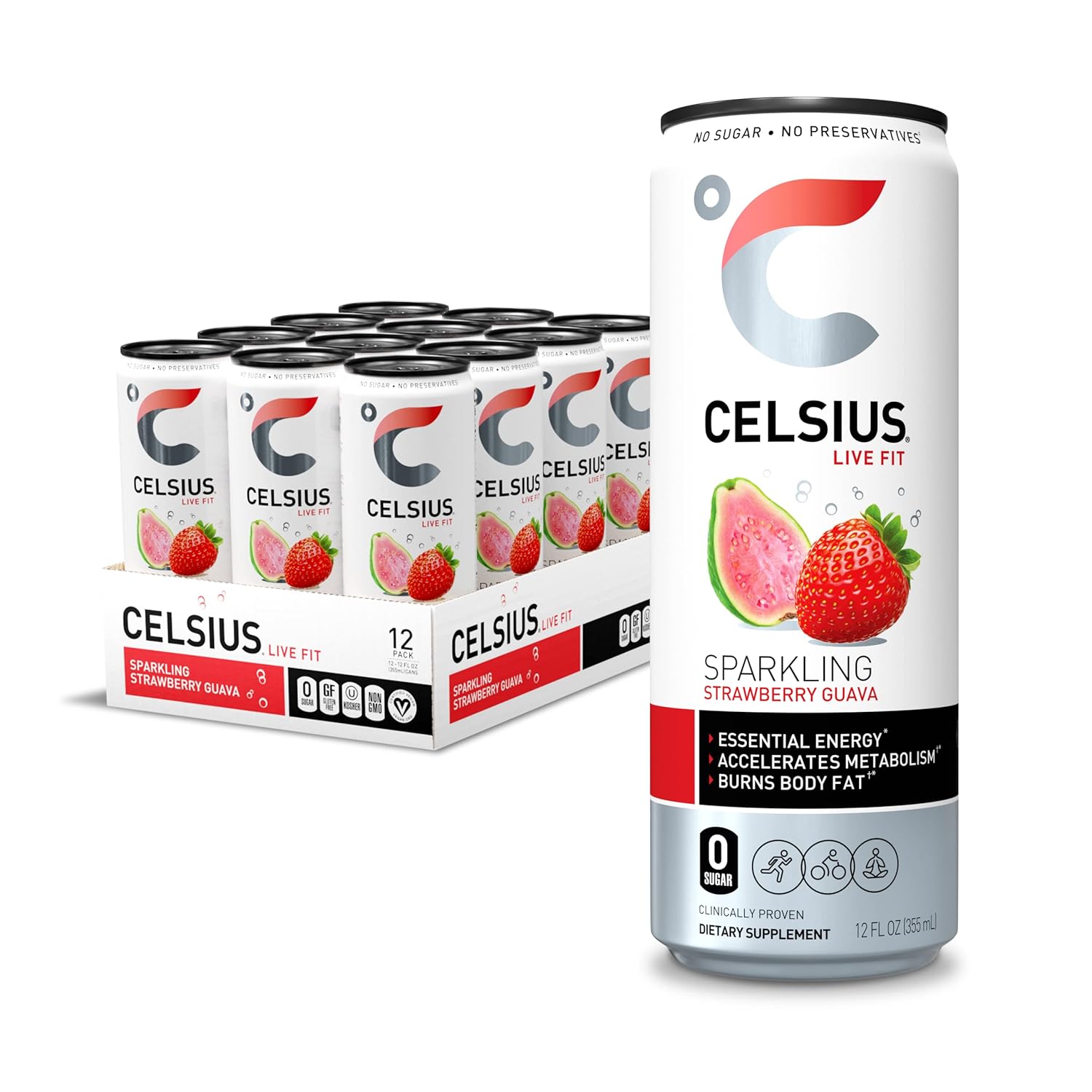 Amazon.com : CELSIUS Sparkling Strawberry Guava, Functional Essential ...