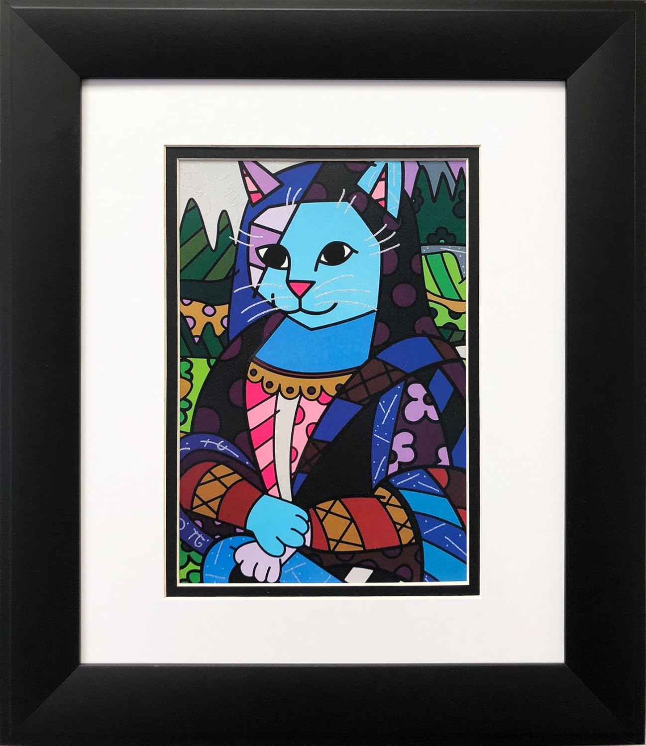 Amazon.com: Romero Britto "Mona Cat New Custom Framed Art Print Framed ...