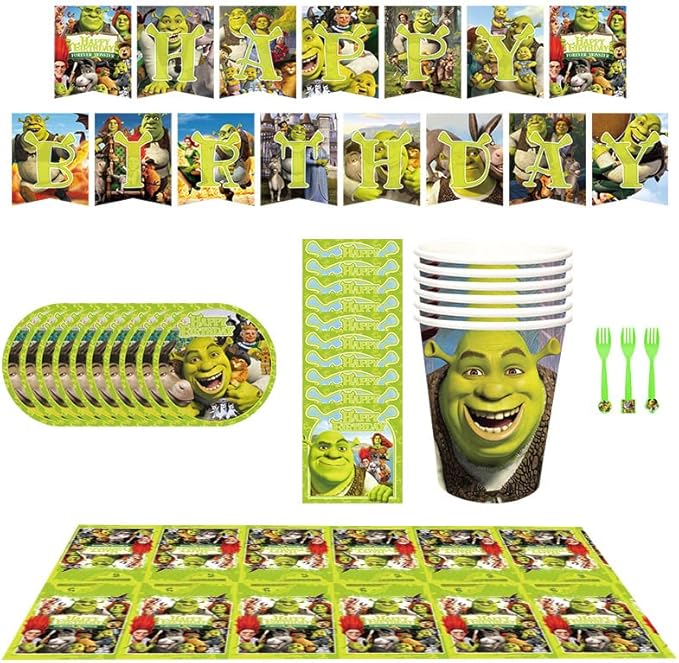 Shrek Party Tableware 52 Pcs Theme Birthday Tableware Shrek Party ...