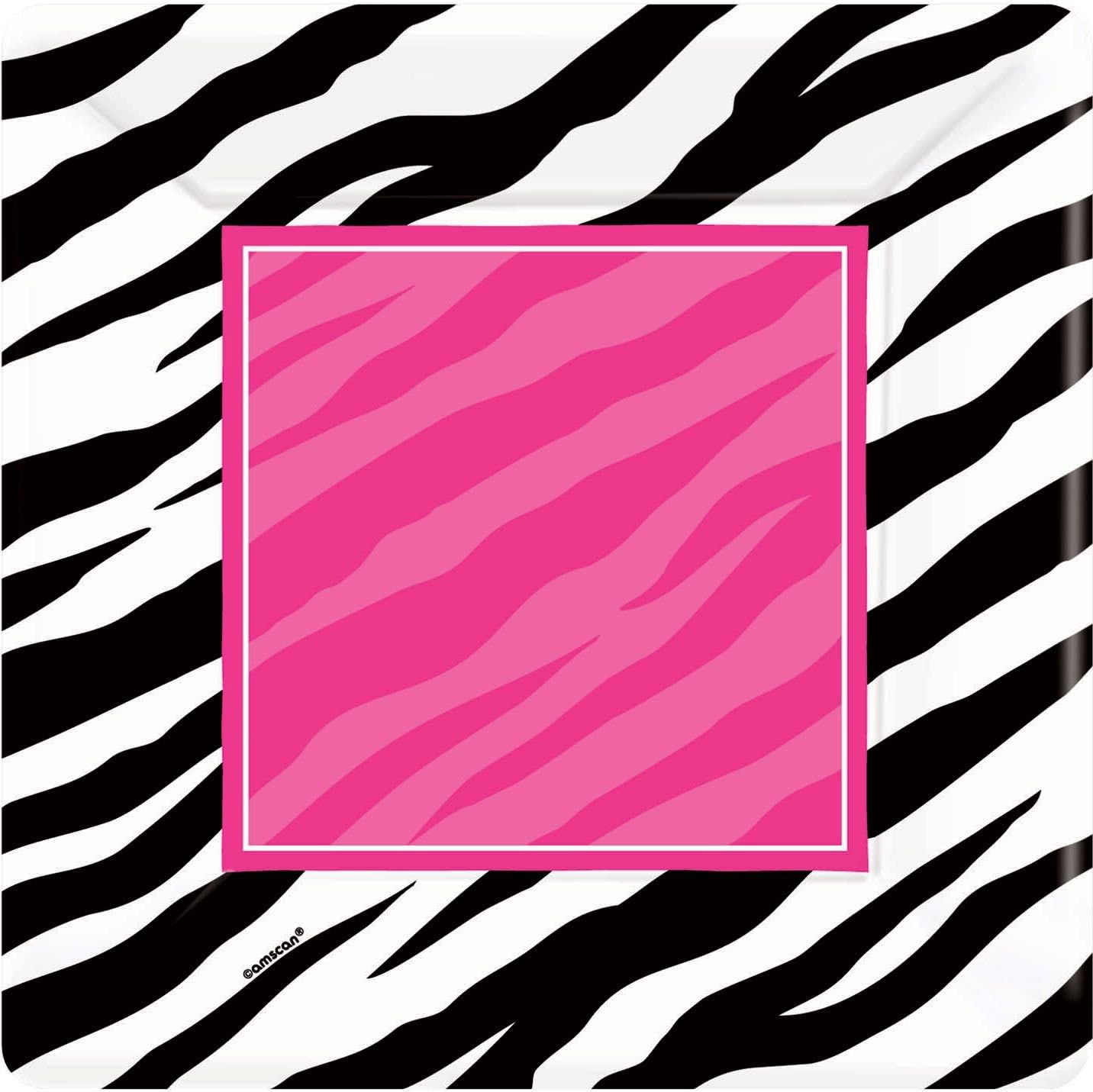 Amazon.com: amscan Zebra Square Dessert Plates Party Accessory : Toys ...