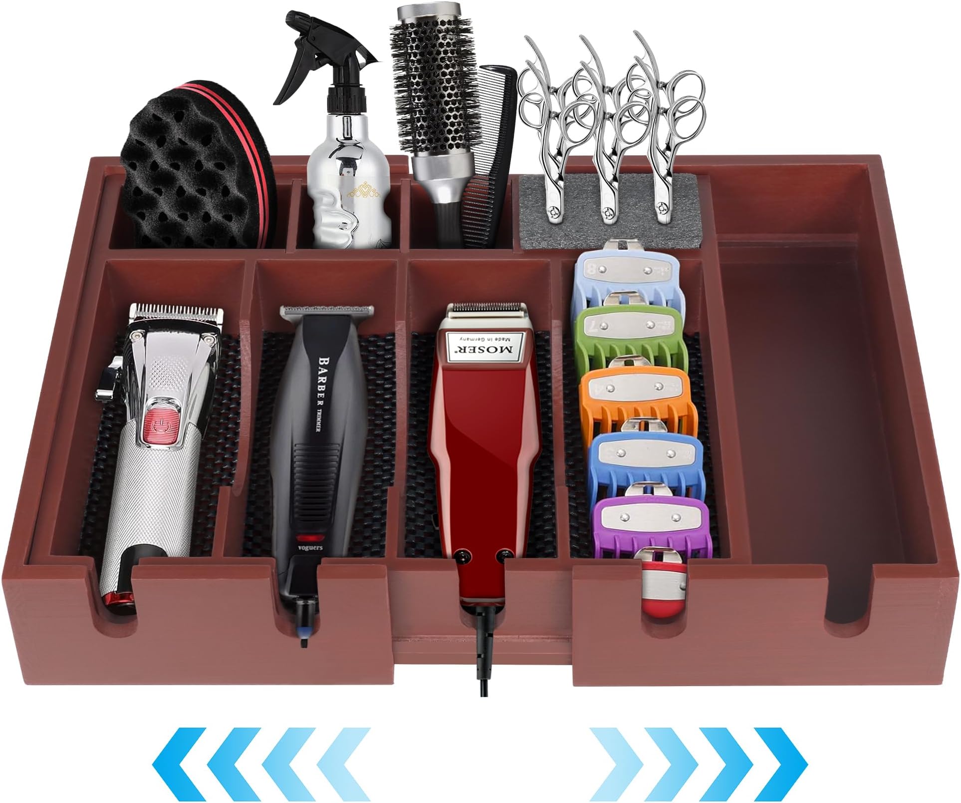 Amazon.com : Invech Wooden Barber Clipper Tray with 6 Notches, Anti-slip Barber Station ...