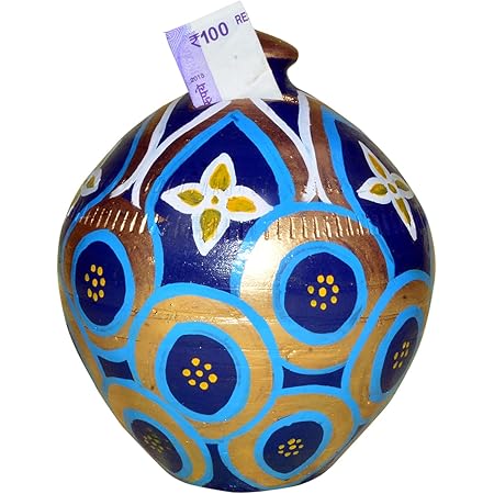 The Crafts Mitti Ki Gullak/Clay Gullak Large Coin Bank (Gift for Kids ...