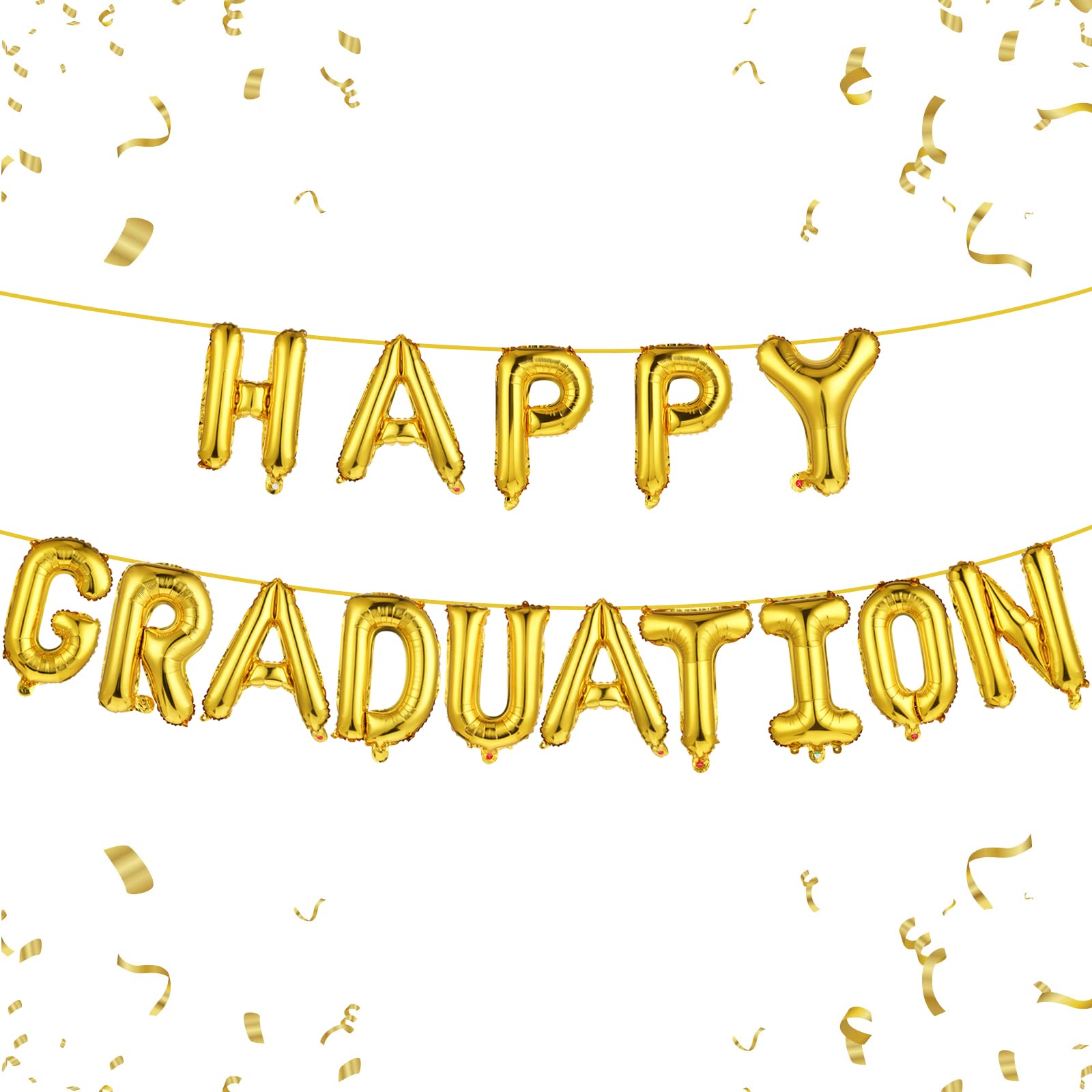 Gold Happy Graduation Ballon Banner Graduation Balloons 16 Inch Foil ...