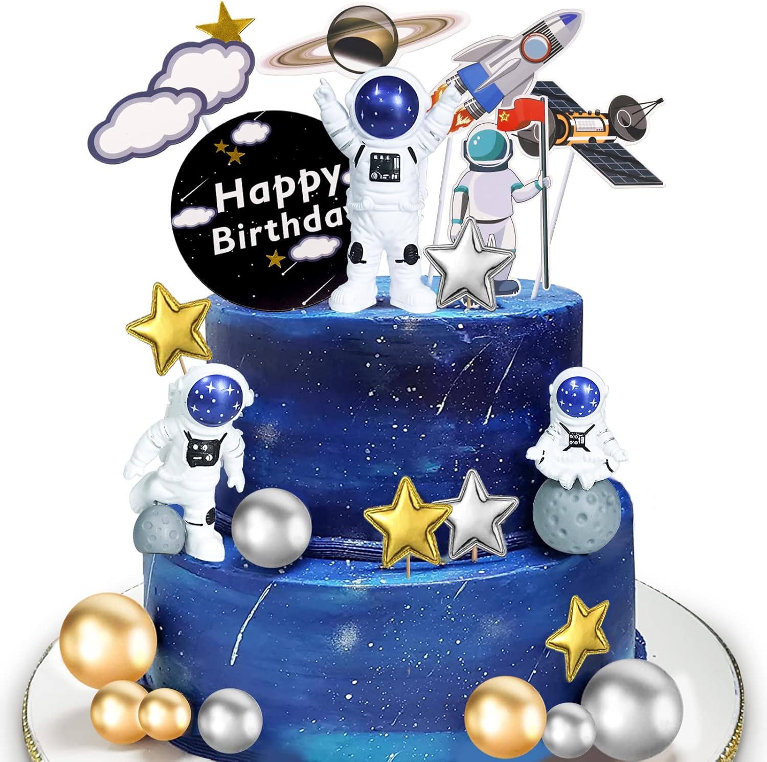 Amazon.com: 22Pcs Astronaut Space Cake Toppers Outer Space Cake ...