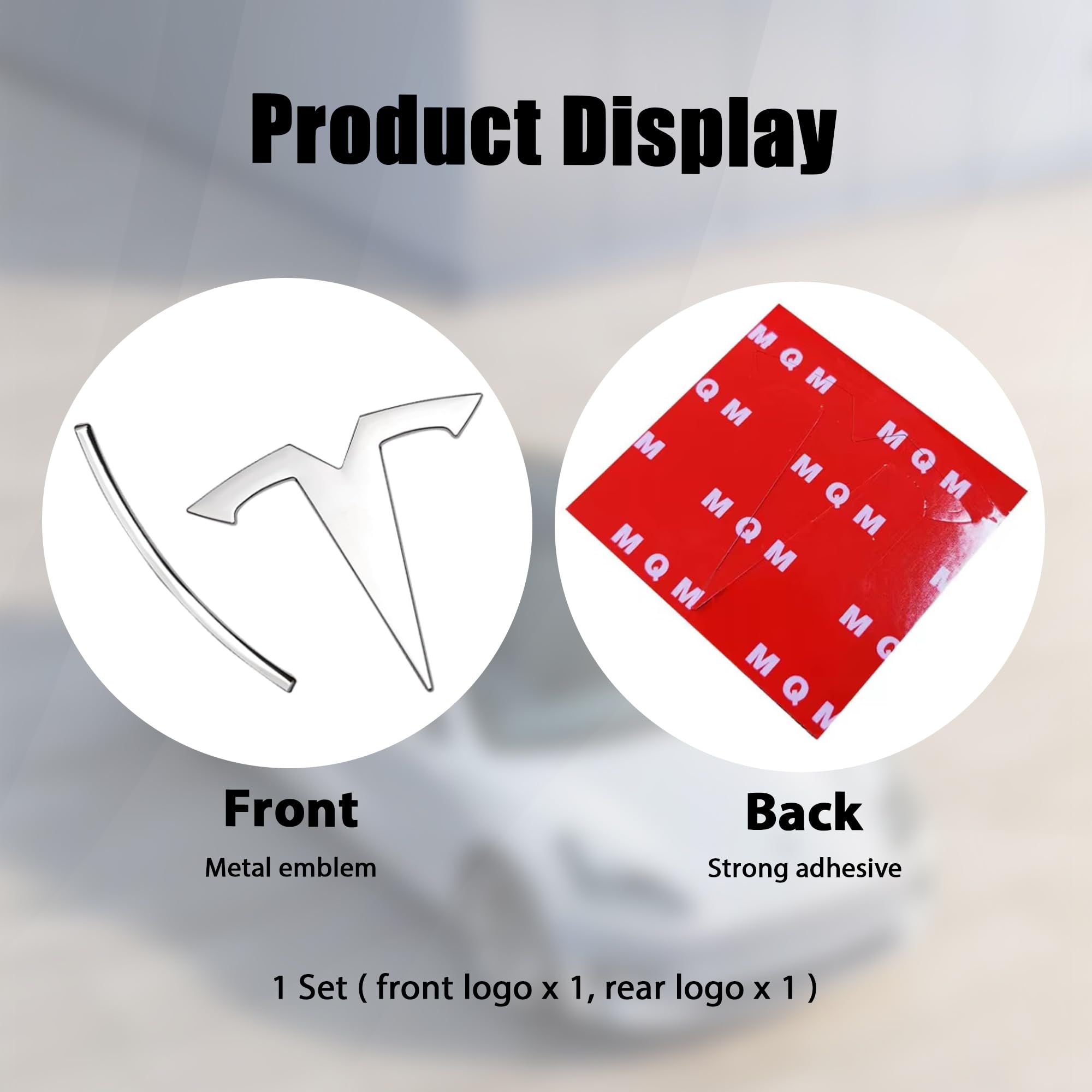 Snapklik.com : 3D Metal Emblem Sticker For Model 3, 2Pcs Chrome - Front ...