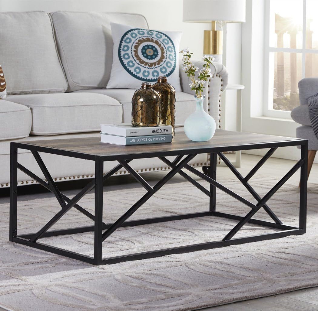 Amazon.com: HOMISSUE 44” Industrial Style Coffee Table, Rectangular ...