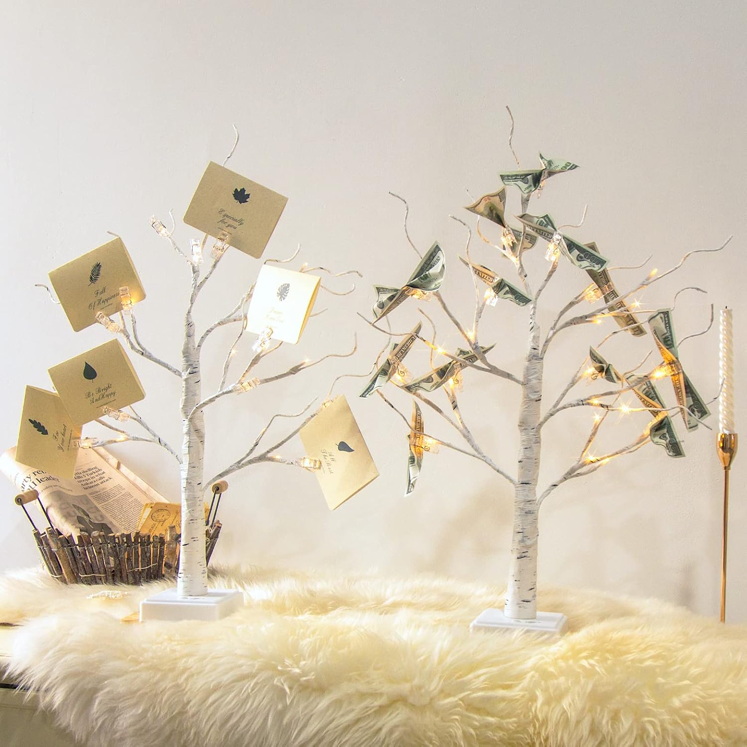 Amazon.com: Vanthylit Money Tree Gift Holder Set of 2, 24 LED Warm ...