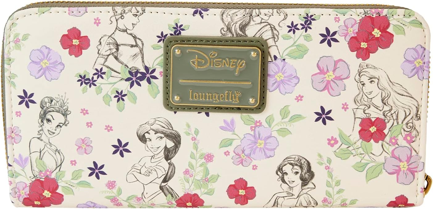 Loungefly Disney Princesses Sketch Floral All Over Print Faux Leather ...