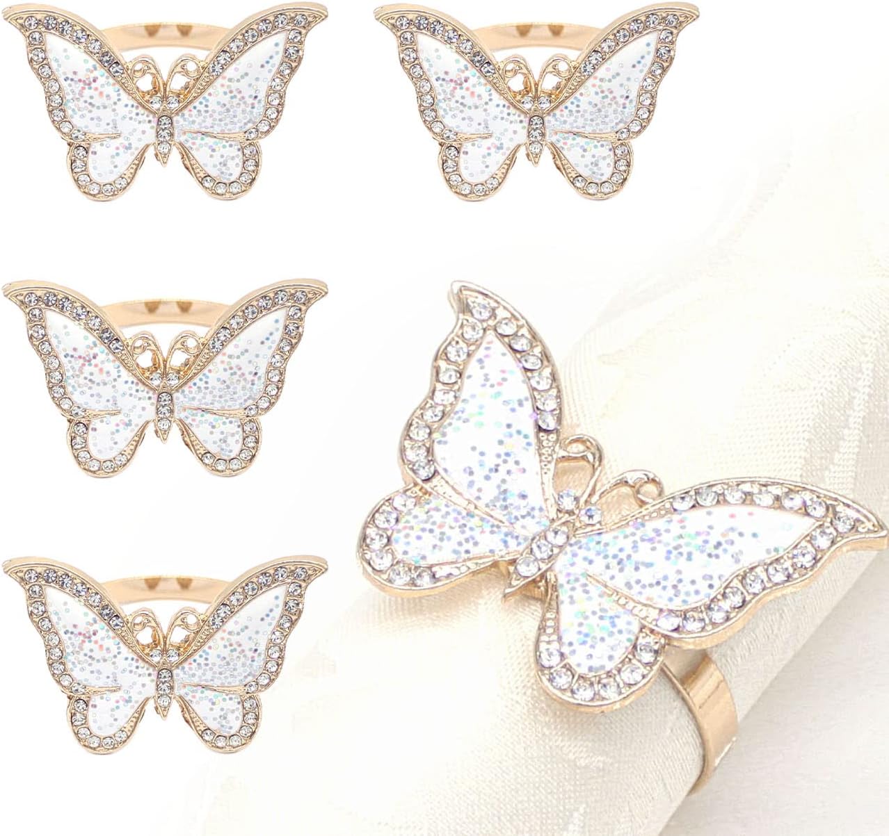 Amazon.com: Davifina Butterfly Napkin Holder Rings Set of 12 Gold ...