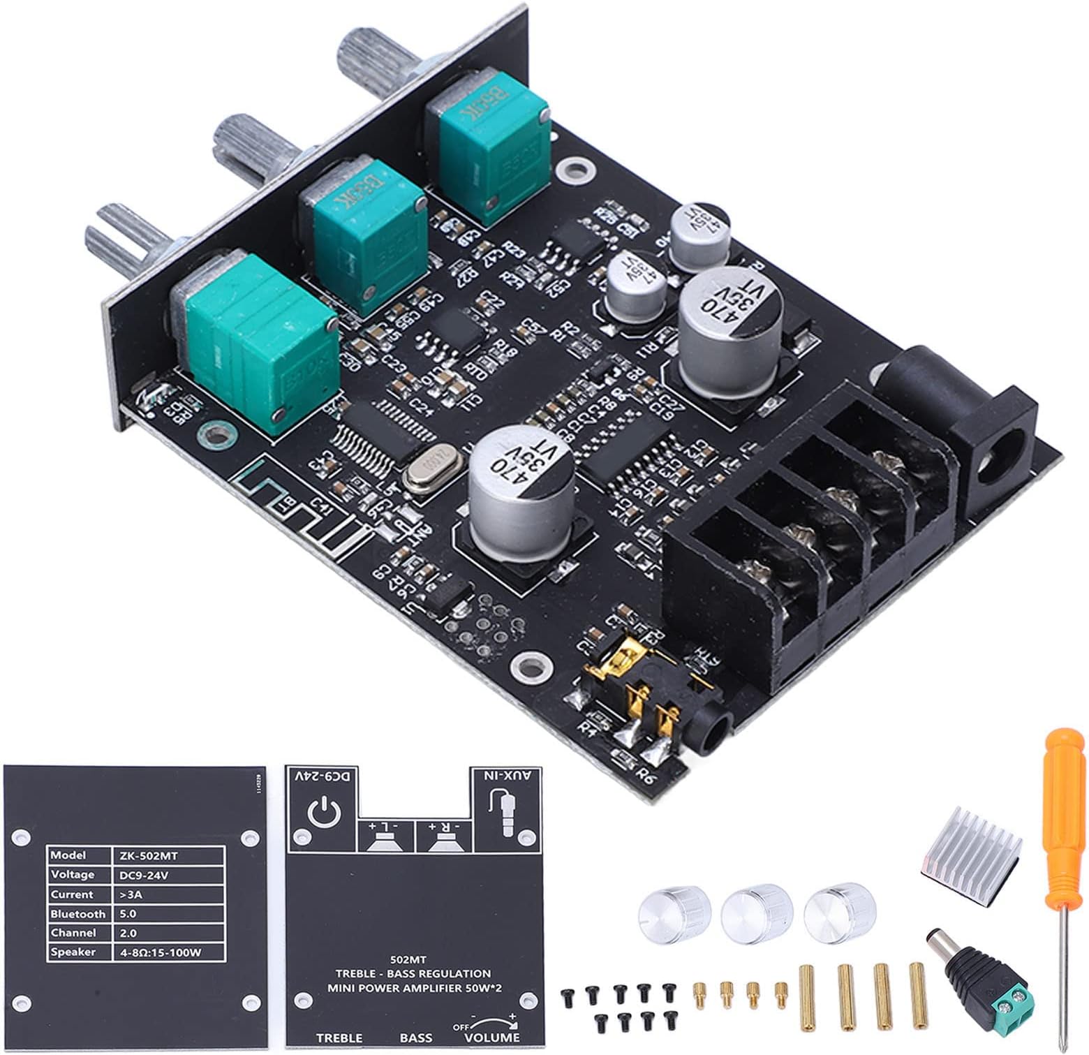 Eujgoov 2.0 Stereo Bluetooth Power Amplifier Board 50W+50W Digital ...