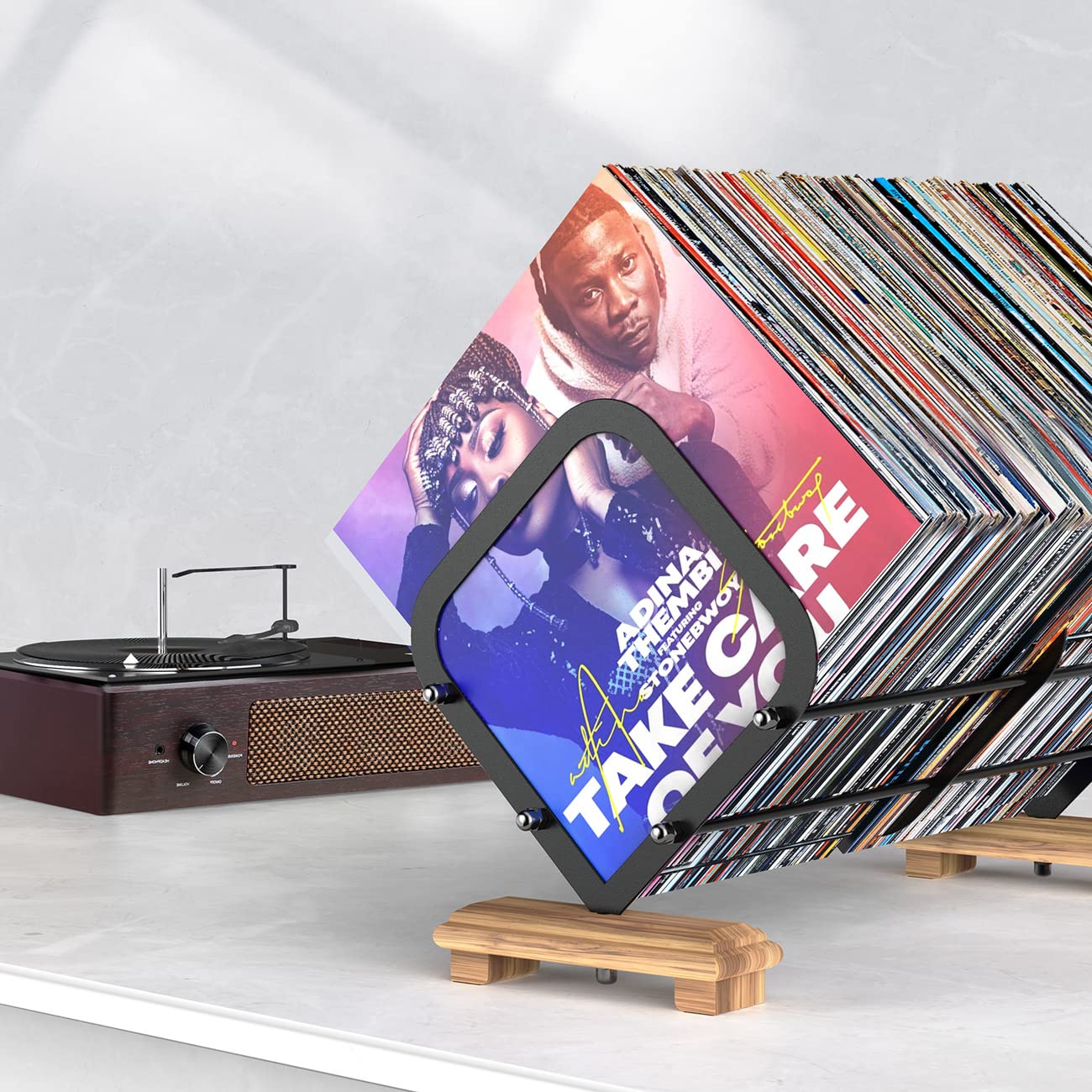 CANYAVE Vinyl Record Storage Holder, Vinyl Record Organizer Display ...