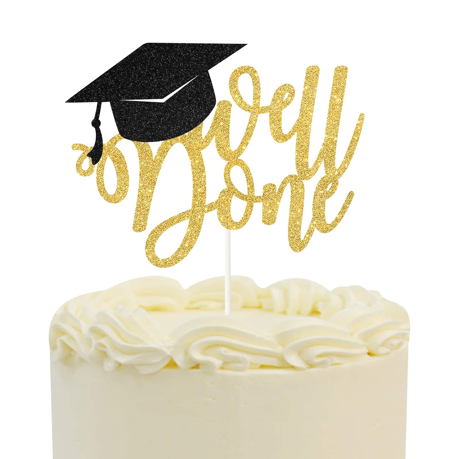 Buy Gold&Black Glitter Well Done Cake Topper,Class of 2021, 2021 ...