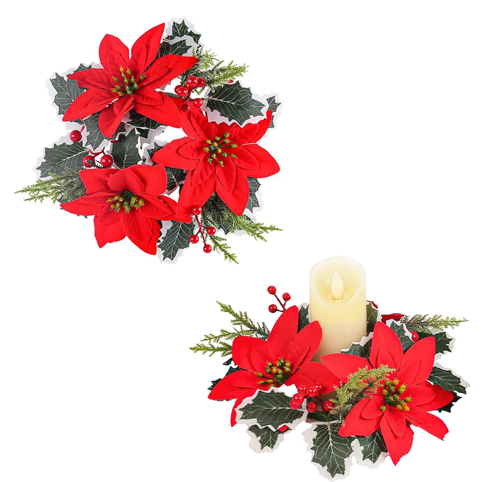 Amazon.com: mdgfge 9 Inch Christmas Candle Rings Holder Artificial ...