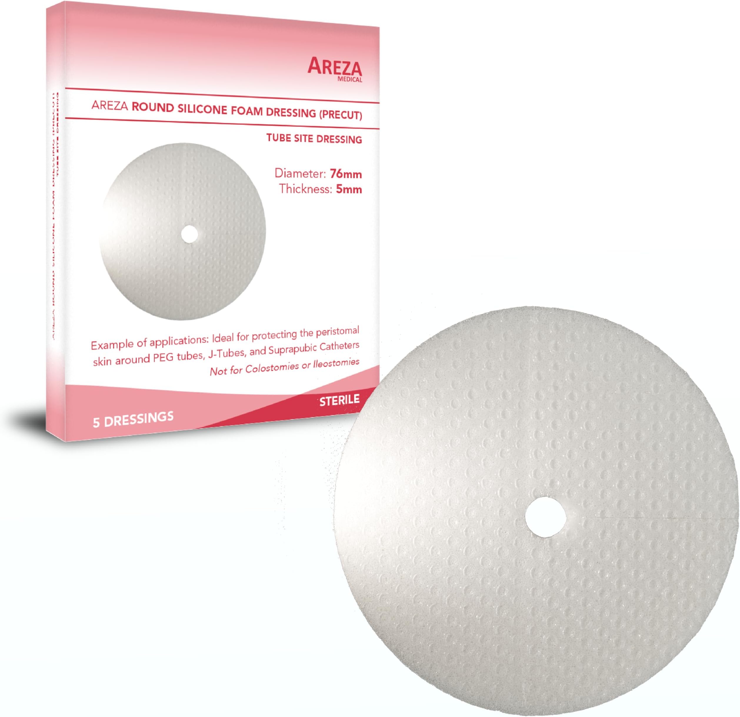 Amazon.com: Round Silicone Foam Dressing - Tube Site Dressing - May ...