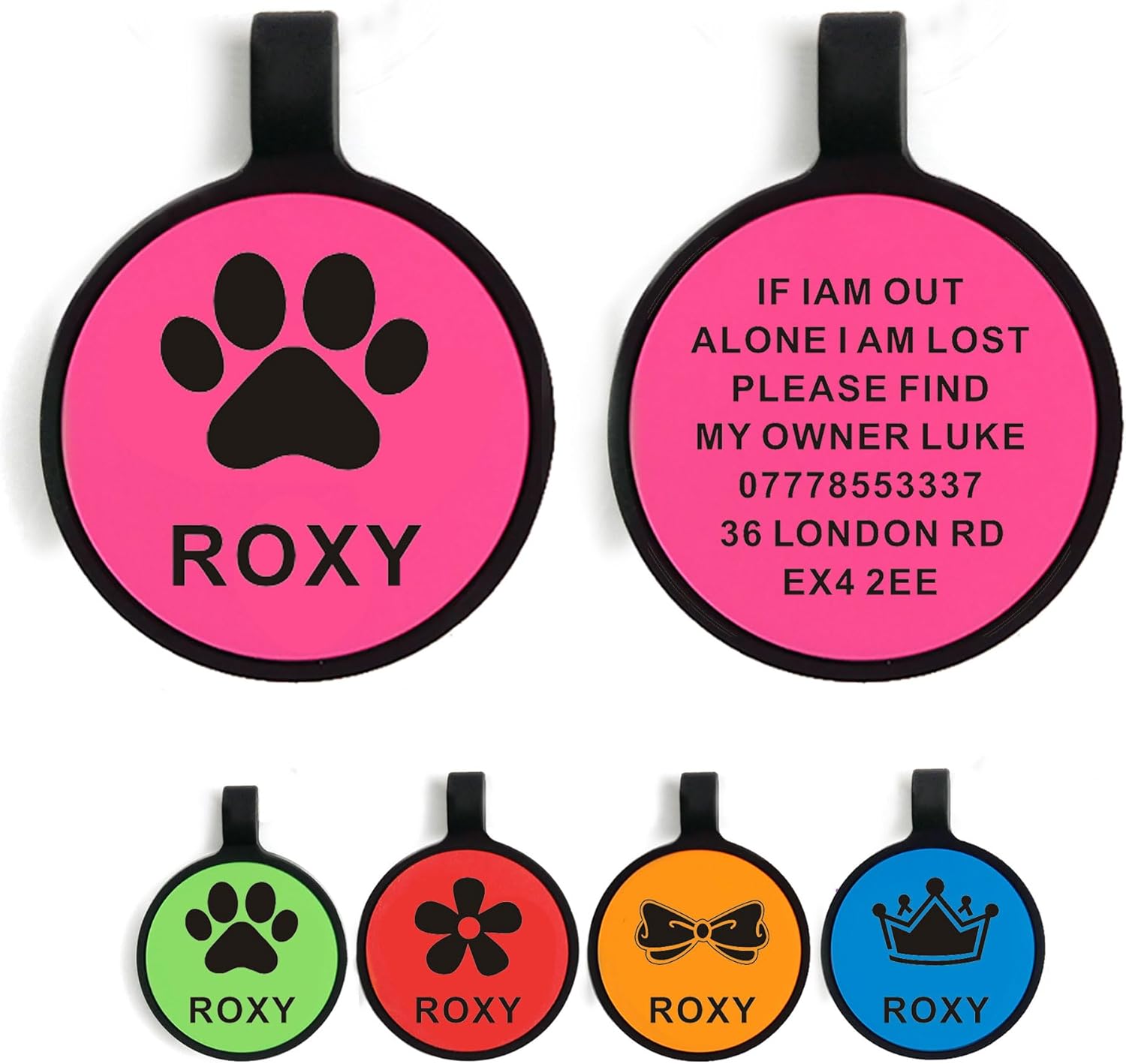 Dog Tags for Pets Engraved UK Personalised Dog Tag Silicone Dog Name ...