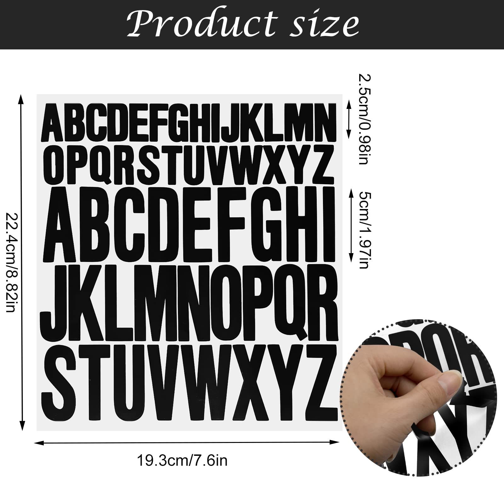 Black Adhesive Letters 5 Sheets Vinyl Capital Letter Stickers - 1 Inch ...